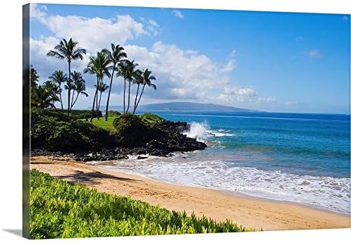 hawaii, maui, wailea, beautiful ulua beach canvas wall art print by ron ...