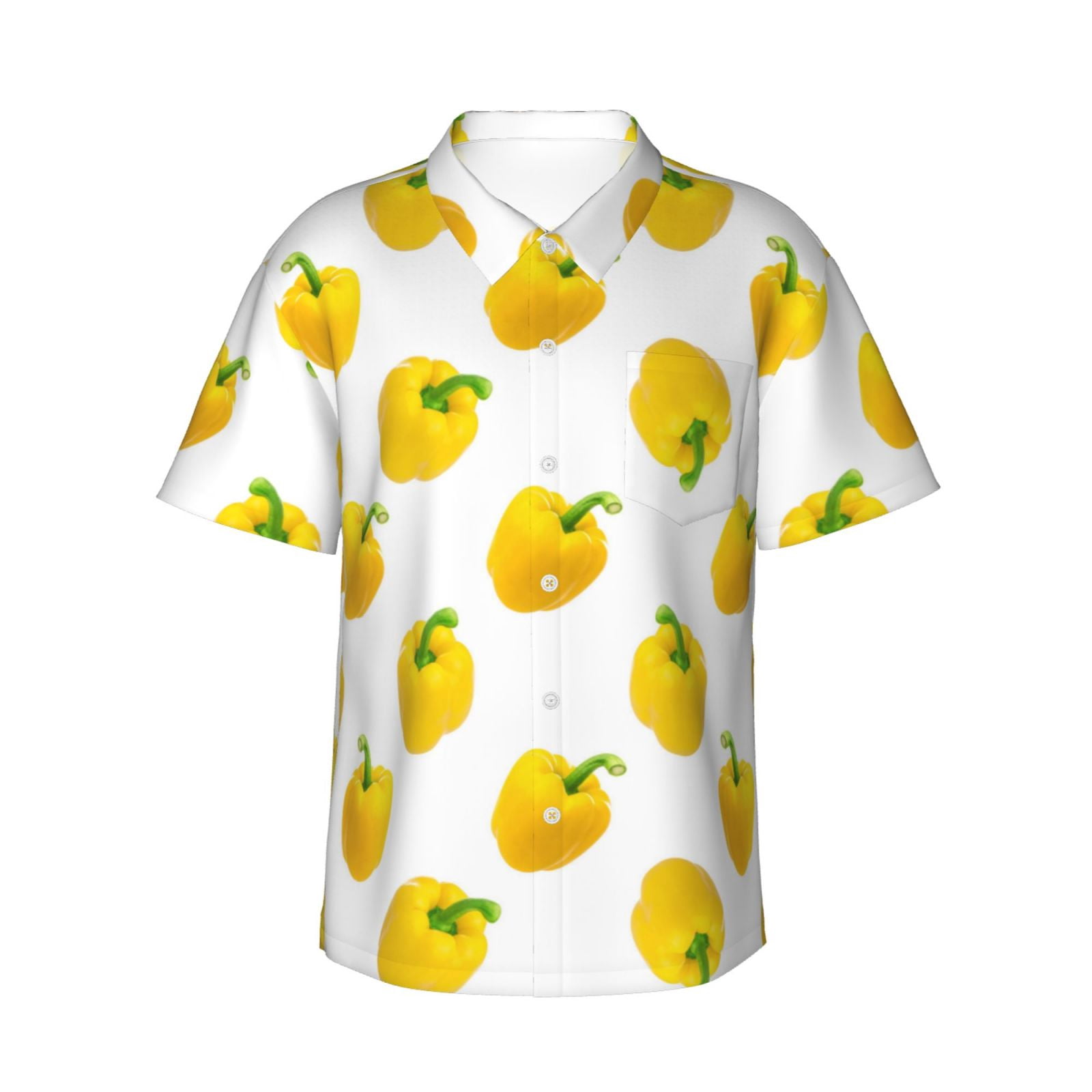 hawaiian shirt for men - Bell Pepper Print yellow Tropical Short Sleeve ...
