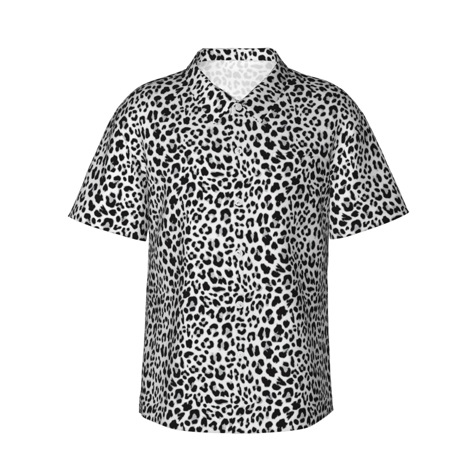 hawaiian shirt for men - Black leopard print A Tropical Short Sleeve ...