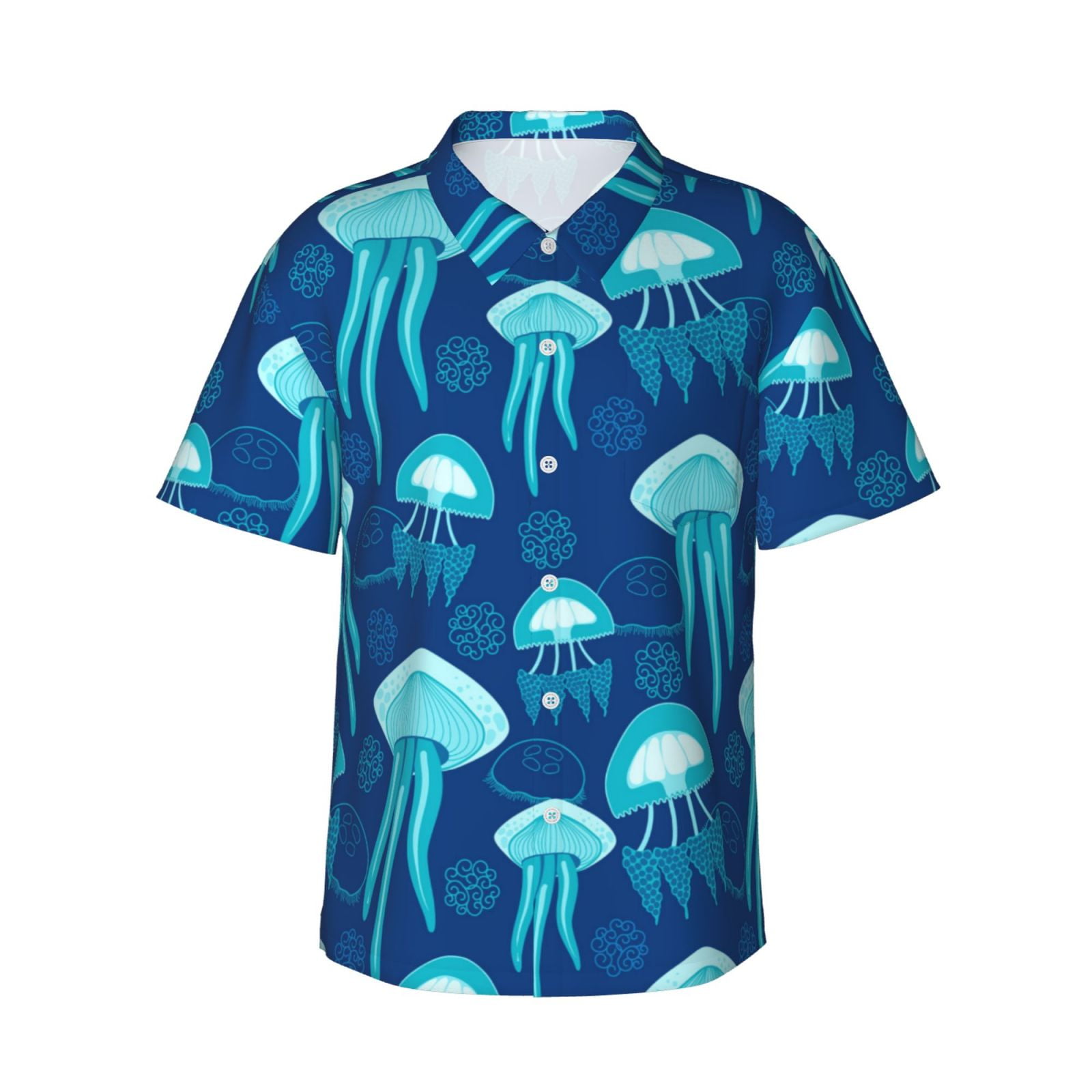 hawaiian shirt for men - Blue Jellies Tropical Short Sleeve Button Down ...
