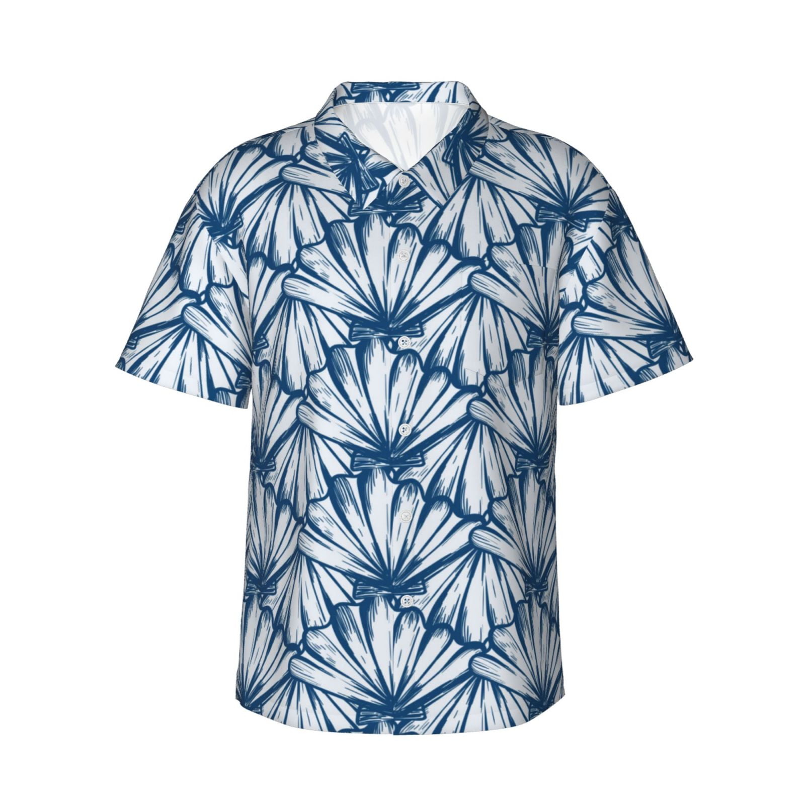 hawaiian shirt for men - Blue Shells Tropical Short Sleeve Button Down ...