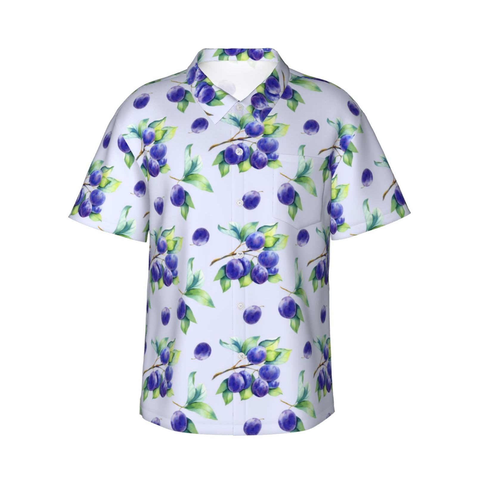 hawaiian shirt for men - Blueberries Print Tree Tropical Short Sleeve ...