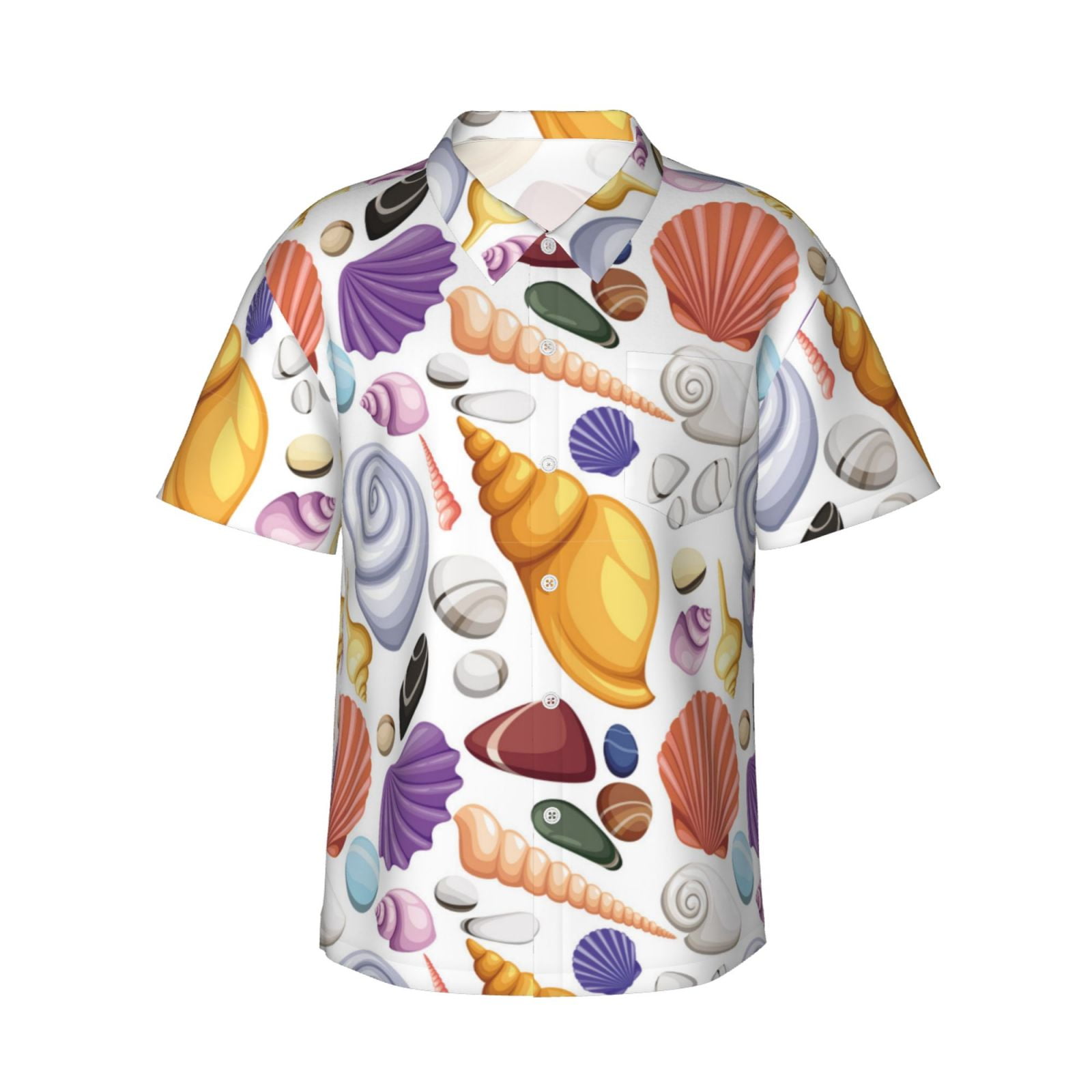 hawaiian shirt for men - Cartoon Conch Shell Tropical Short Sleeve ...