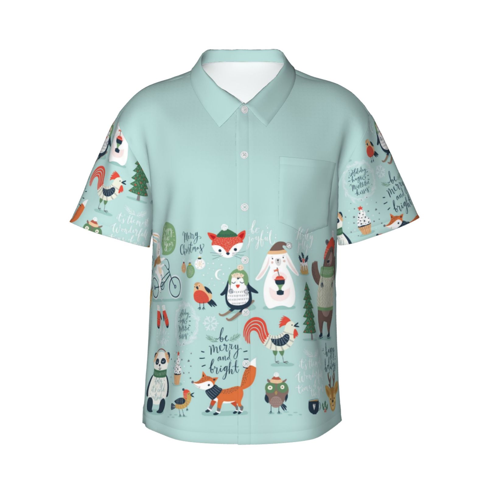 hawaiian shirt for men - Christmas Winter Animals Tropical Short Sleeve ...