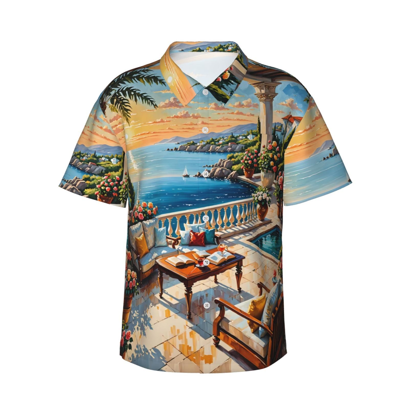 hawaiian shirt for men - Coastal Style Garden Villa Tropical Short ...
