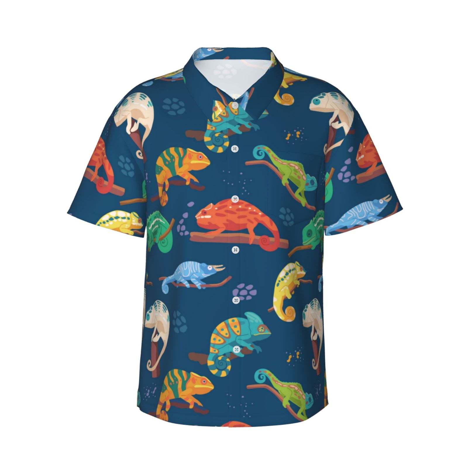 hawaiian shirt for men - Colorful Cute Chameleon Lizard_A Tropical ...