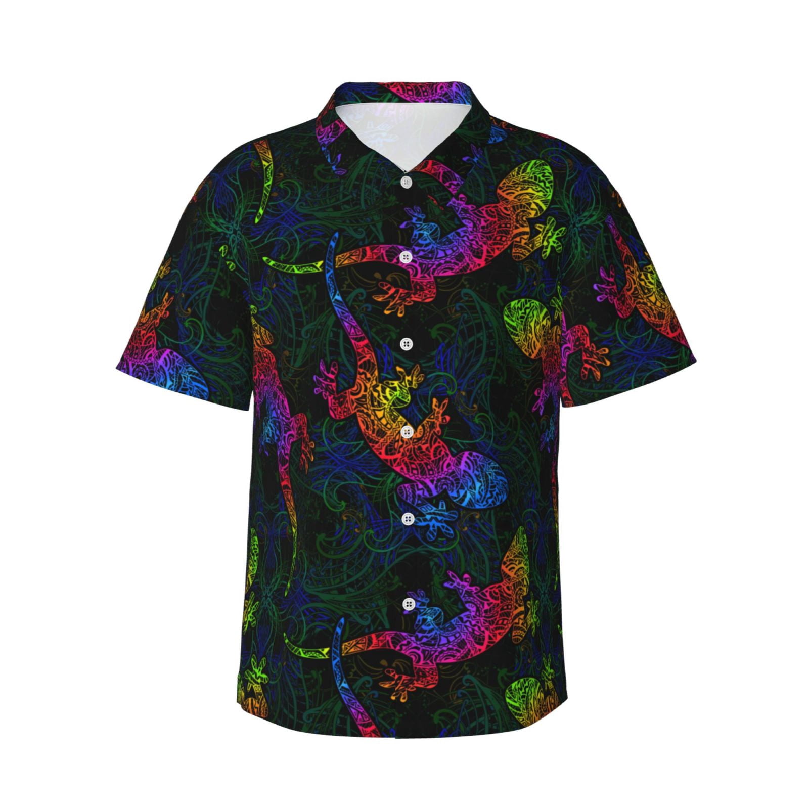hawaiian shirt for men - Colorful Cute Lizard Gecko Tropical Short ...