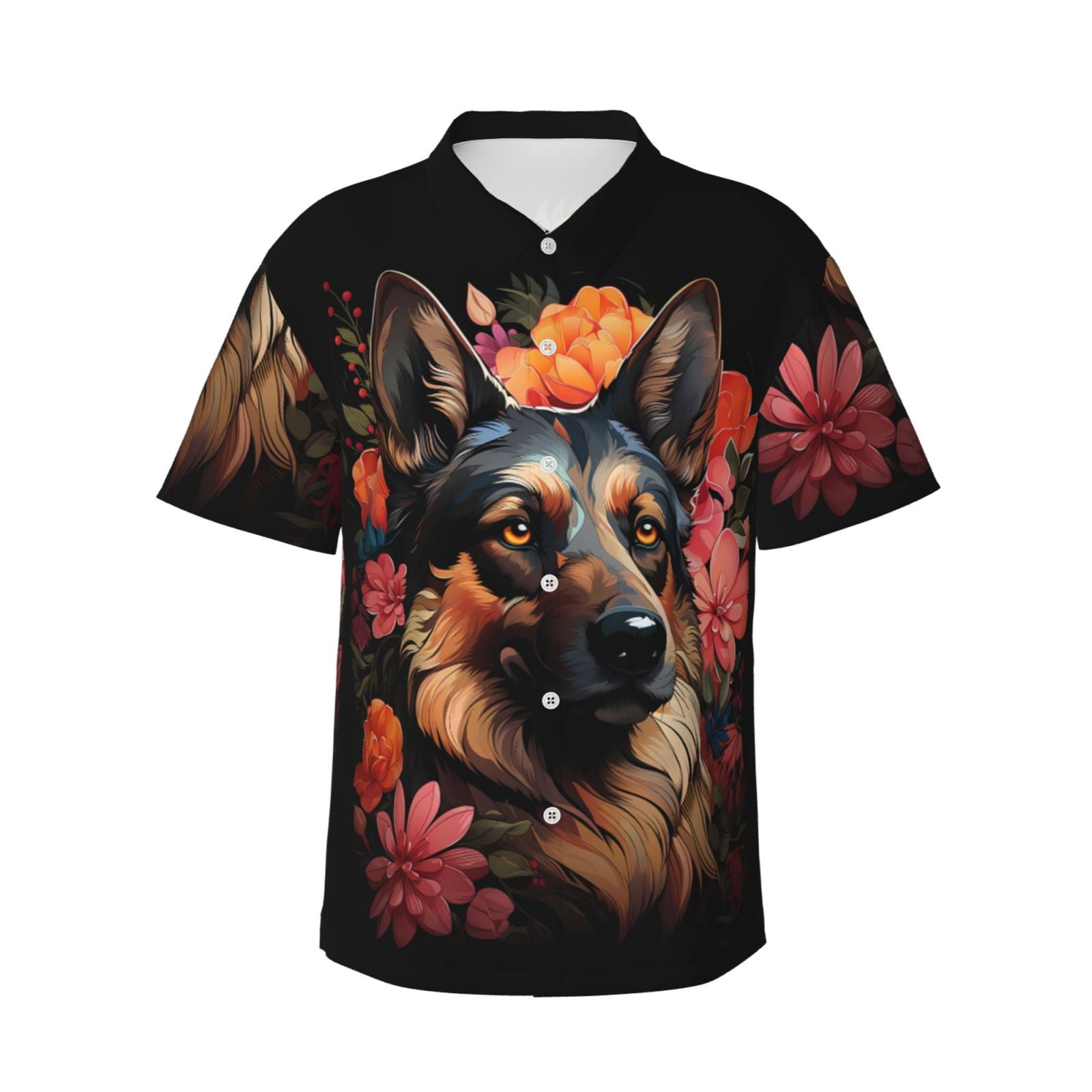 hawaiian shirt for men - Colorful Flower German Shepherd Tropical Short ...