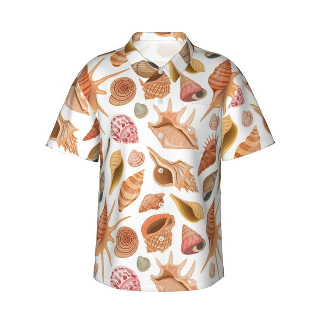 hawaiian shirt for men - Conch Shells Print No.9070 Tropical Short ...