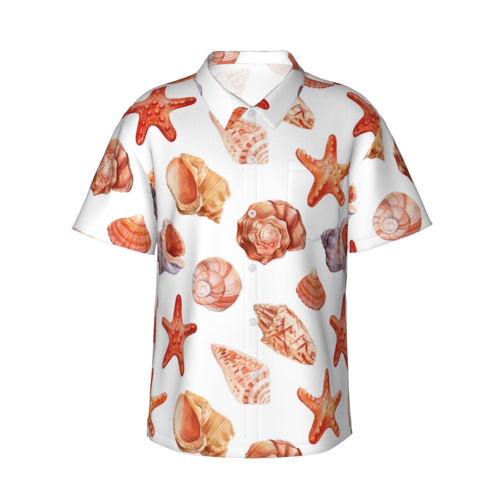 hawaiian shirt for men - Conch Starfish Shells Tropical Short Sleeve ...