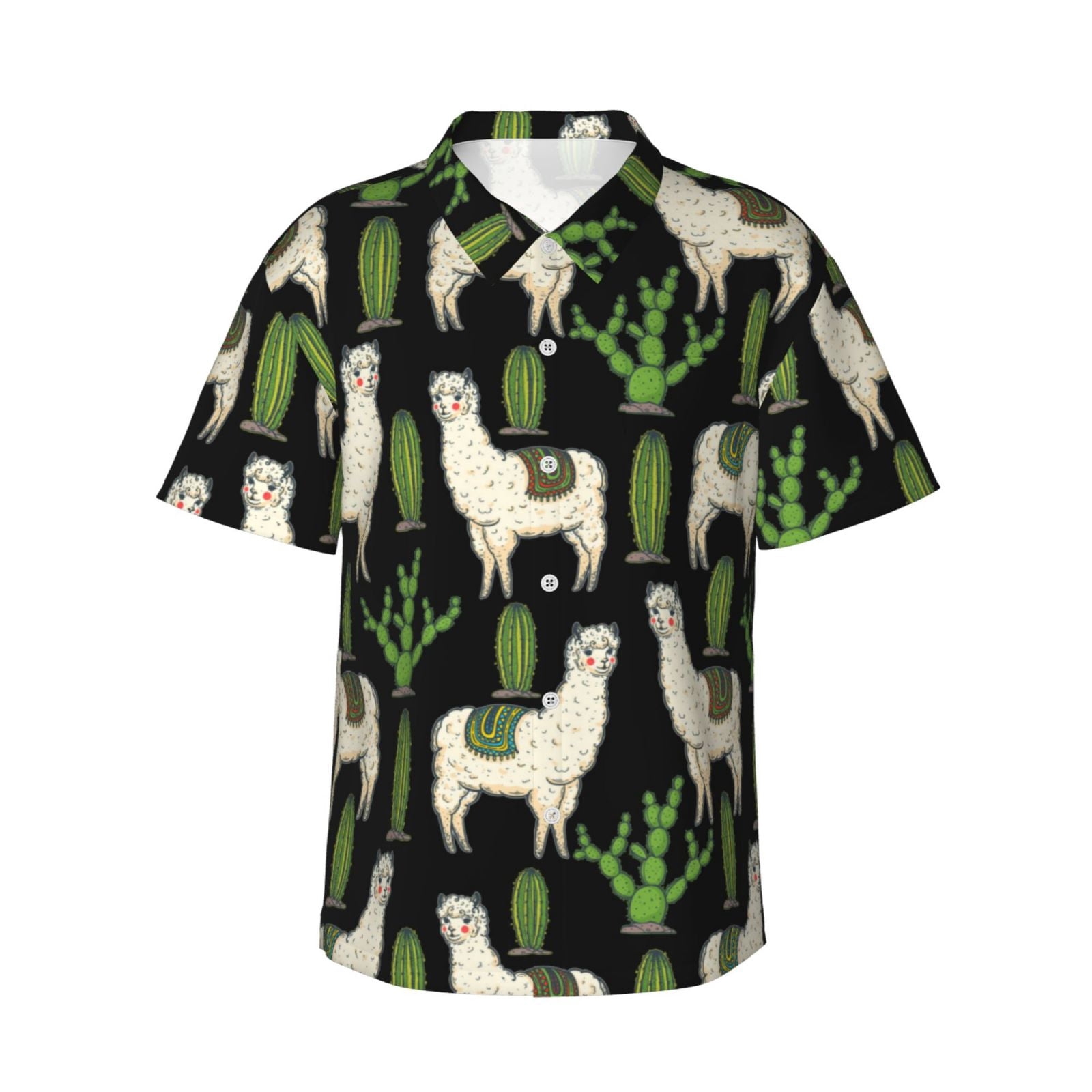 hawaiian shirt for men - Cute Alpaca Cactus Green Tropical Short Sleeve ...