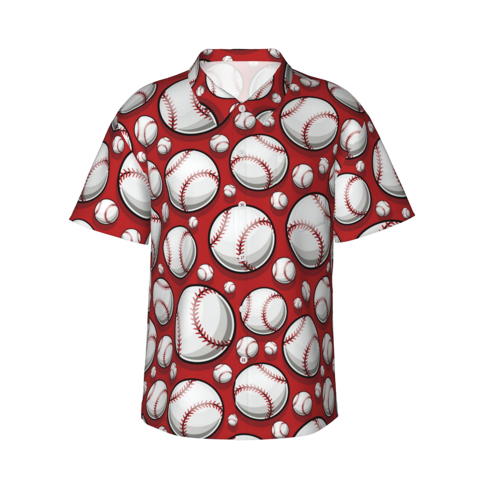 hawaiian shirt for men - Cute Baseball B Tropical Short Sleeve Button ...
