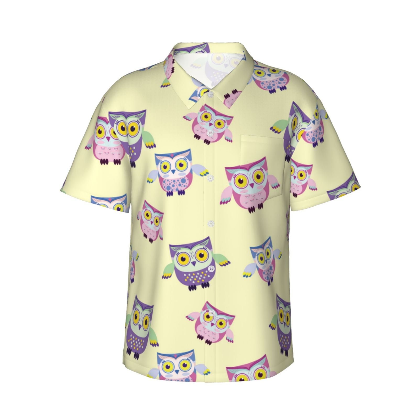 hawaiian shirt for men - Cute Cartoon Owls Tropical Short Sleeve Button ...