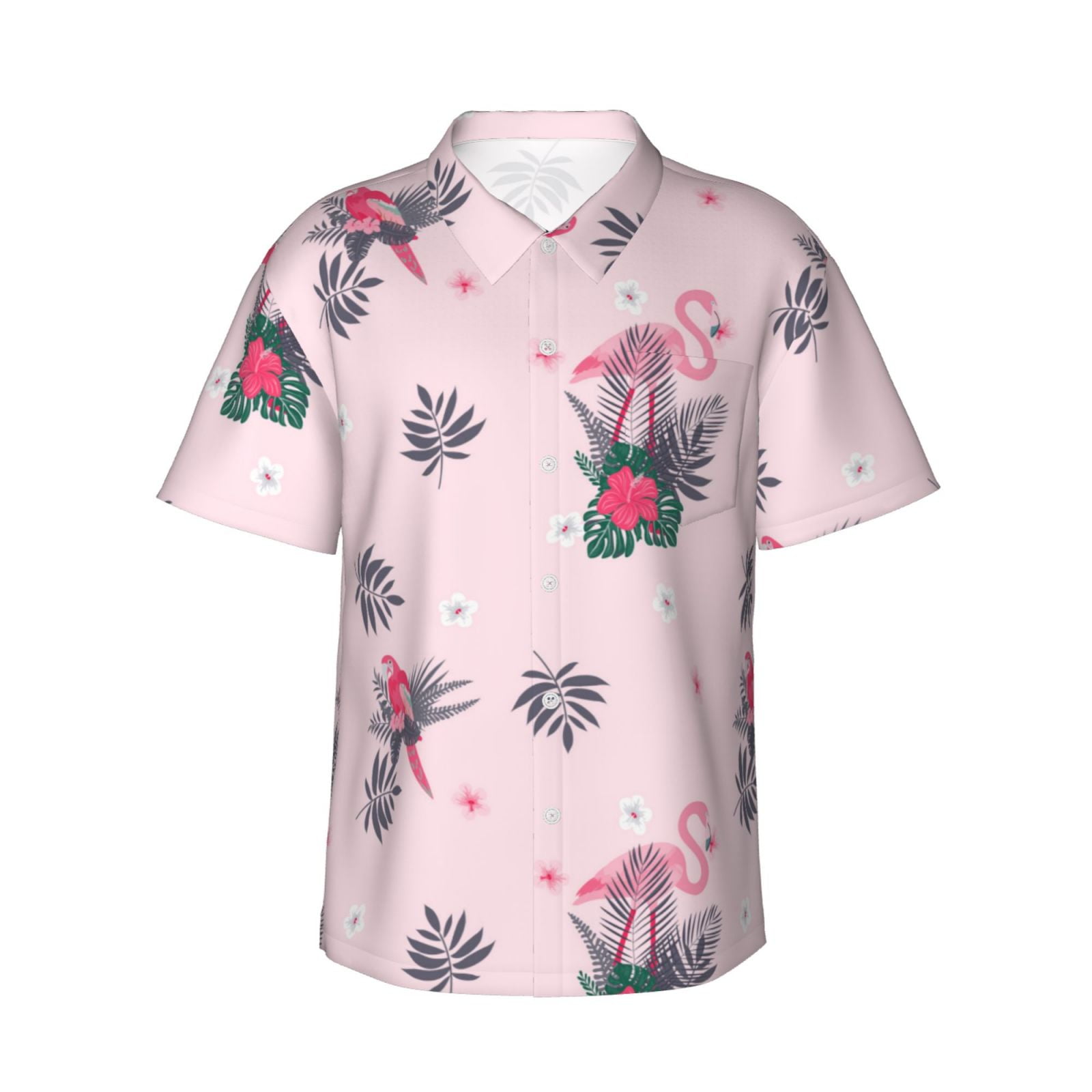 hawaiian shirt for men - Cute Cartoon Parrot Flamingo Flower Tropical ...