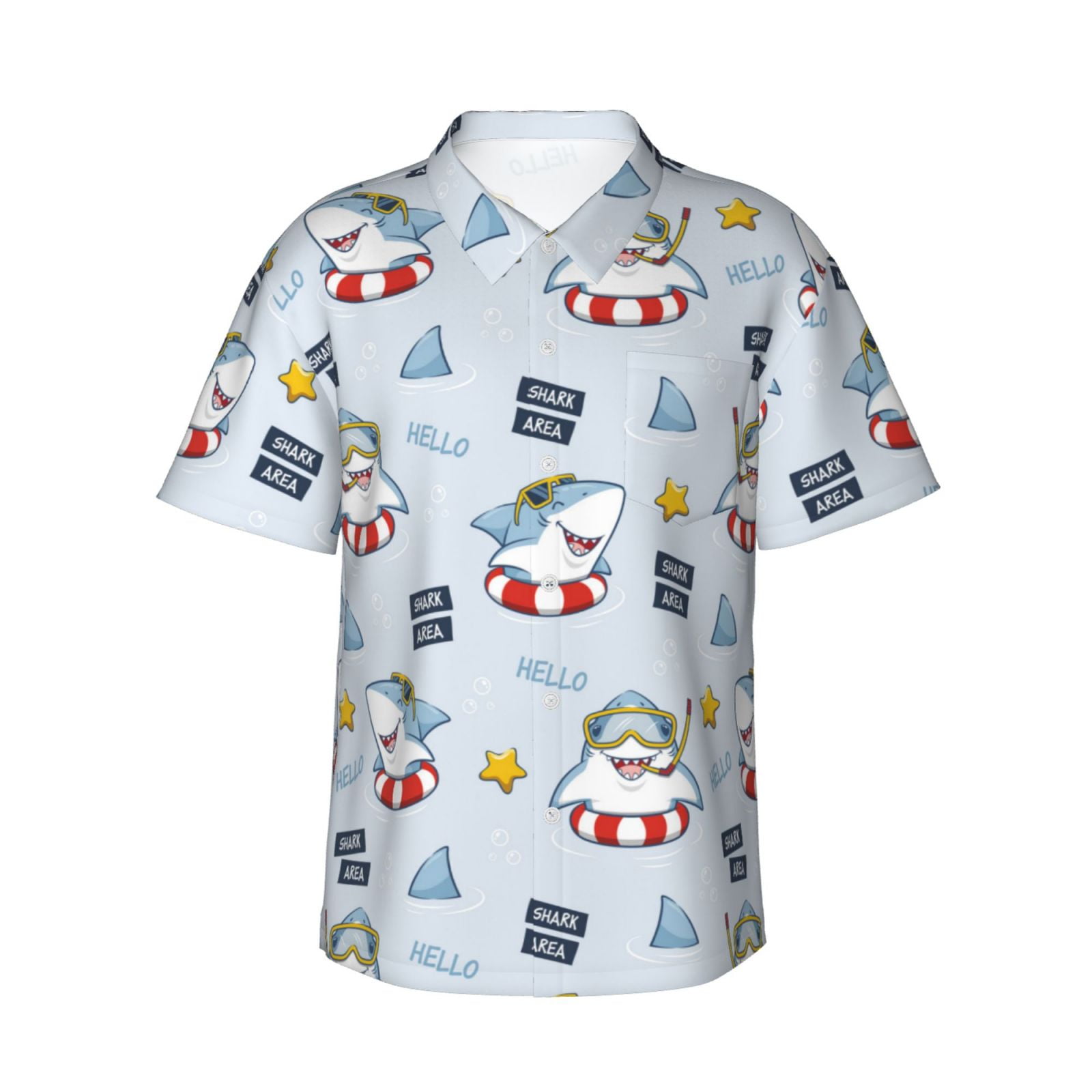 hawaiian shirt for men - Cute Cartoon Shark Tropical Short Sleeve ...