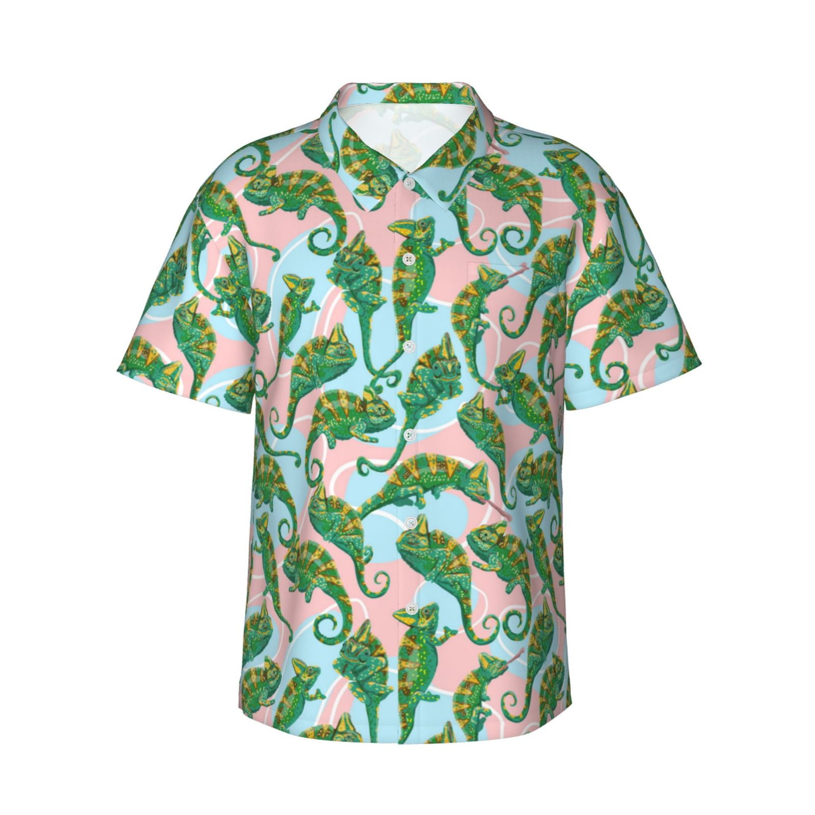 hawaiian shirt for men - Cute Chameleon Lizard Green Tropical Short ...