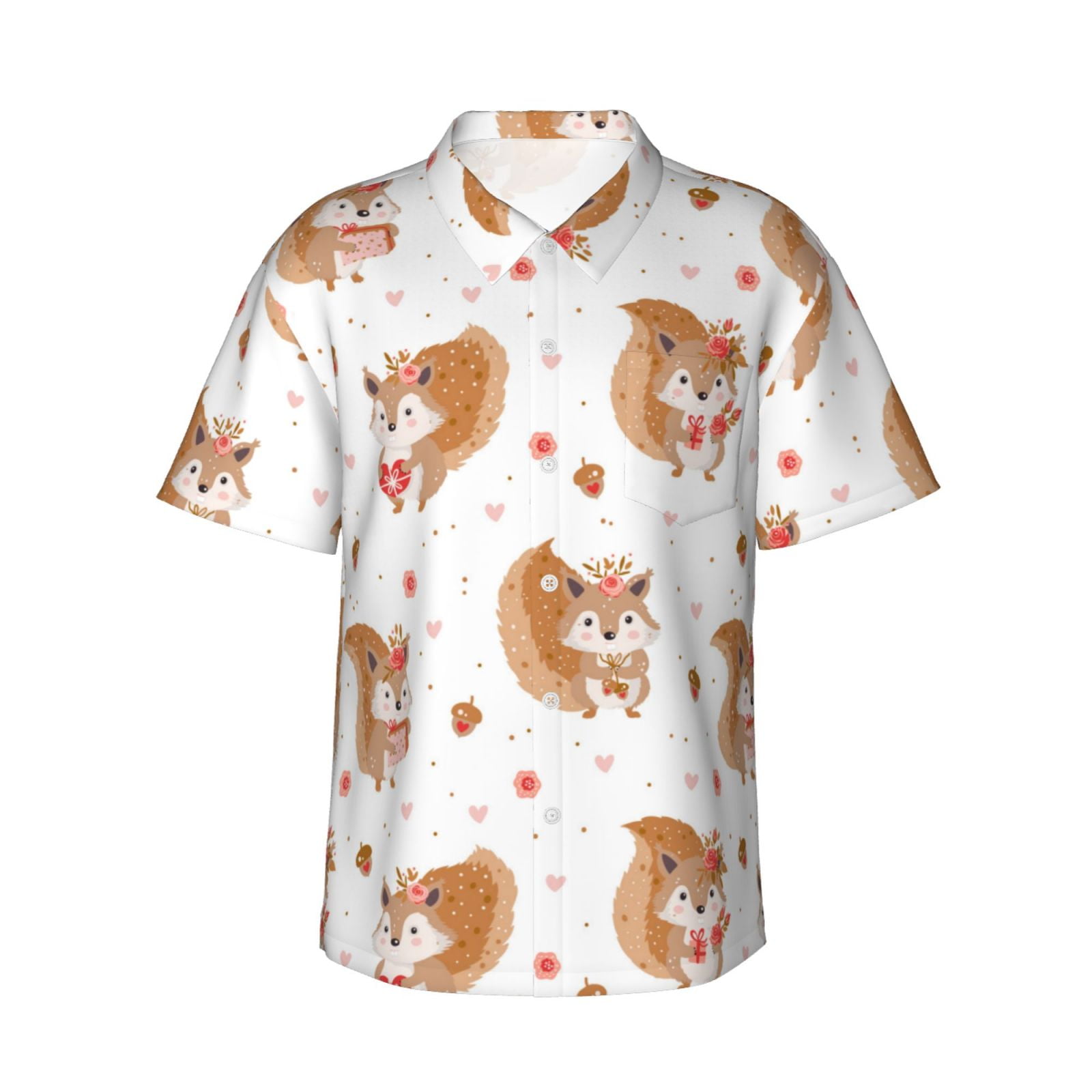 hawaiian shirt for men - Cute Squirrel Cartoon Love Tropical Short ...