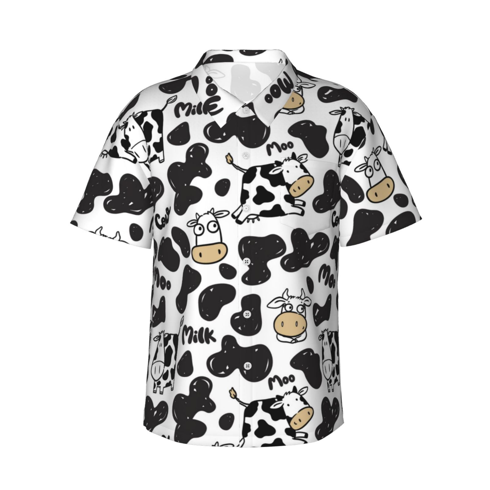 hawaiian shirt for men - Edgy Cartoon Cute Cow Black White Tropical ...