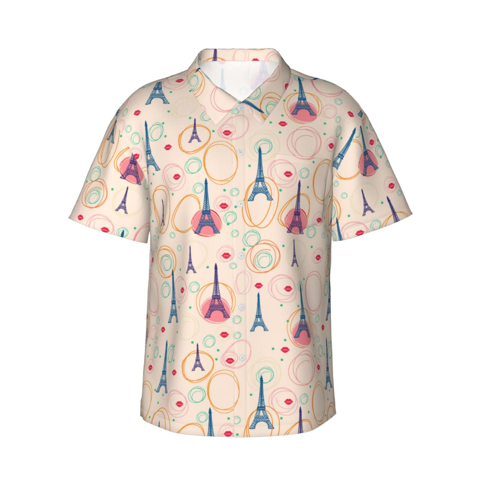 hawaiian shirt for men - Eiffel Tower Peppy Tropical Short Sleeve ...