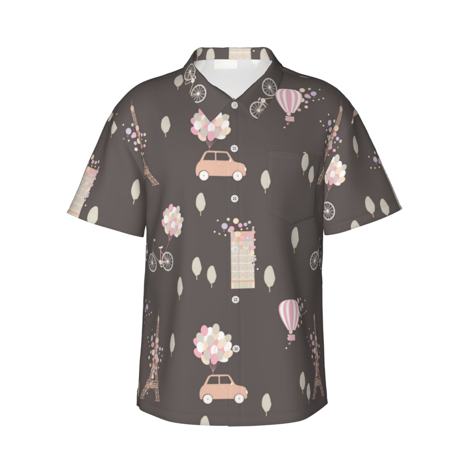 hawaiian shirt for men - Eiffel Tower Urban Tropical Short Sleeve ...