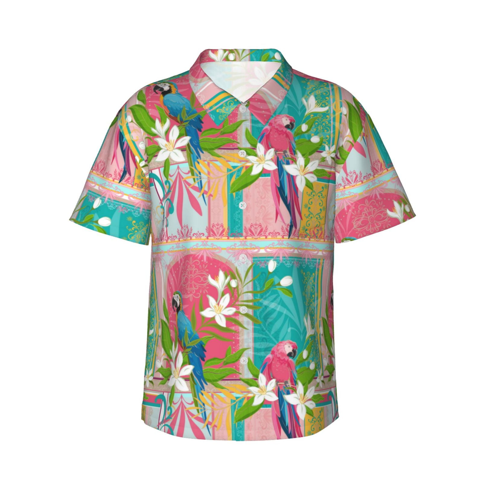 hawaiian shirt for men - Exotic Colorful Parrot Flower Tropical Short ...