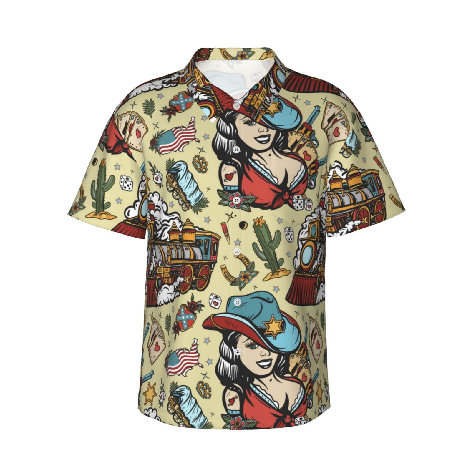 hawaiian shirt for men - Exotic Train Pattern Tropical Short Sleeve ...