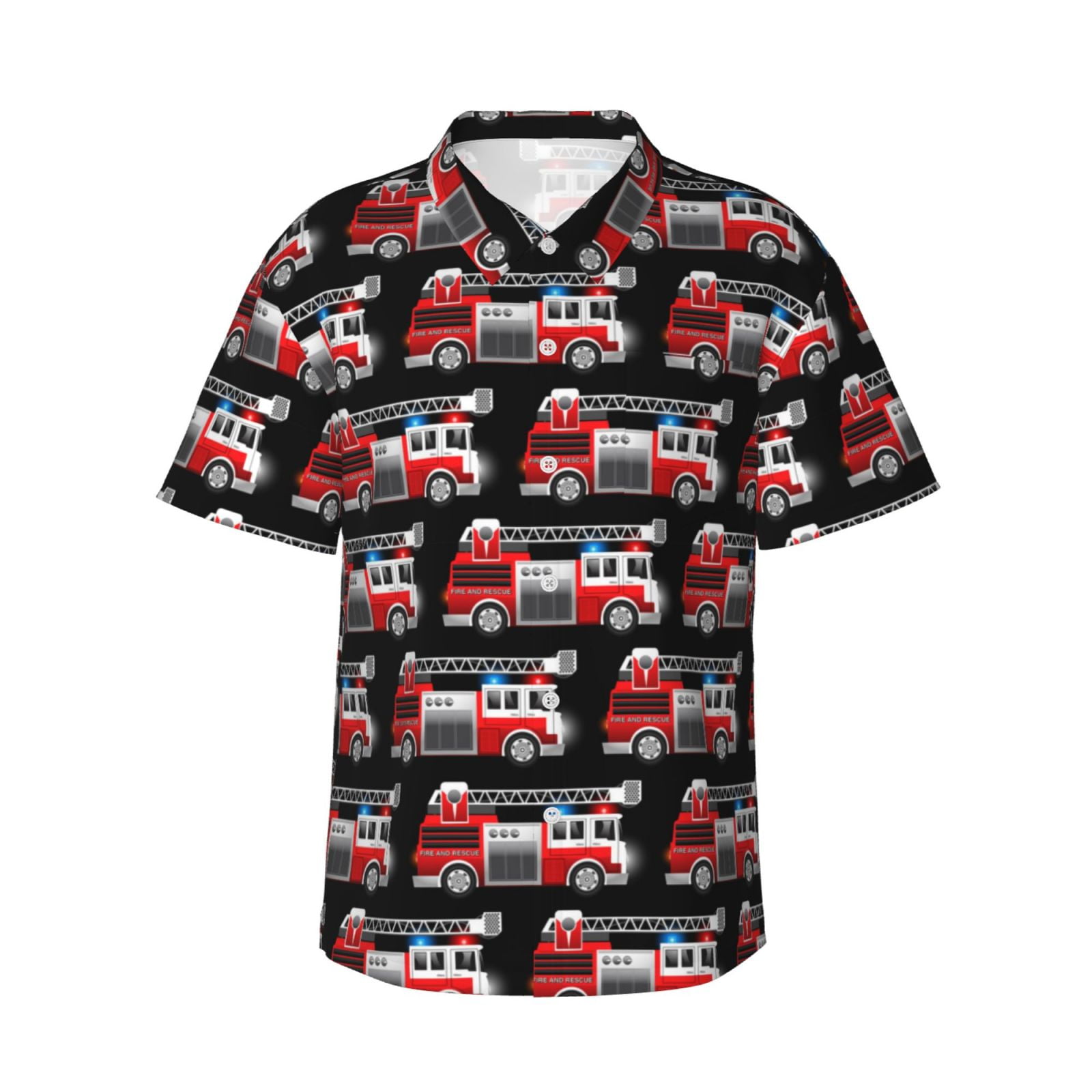 hawaiian shirt for men - Fire and Rescue Truck Tropical Short Sleeve ...