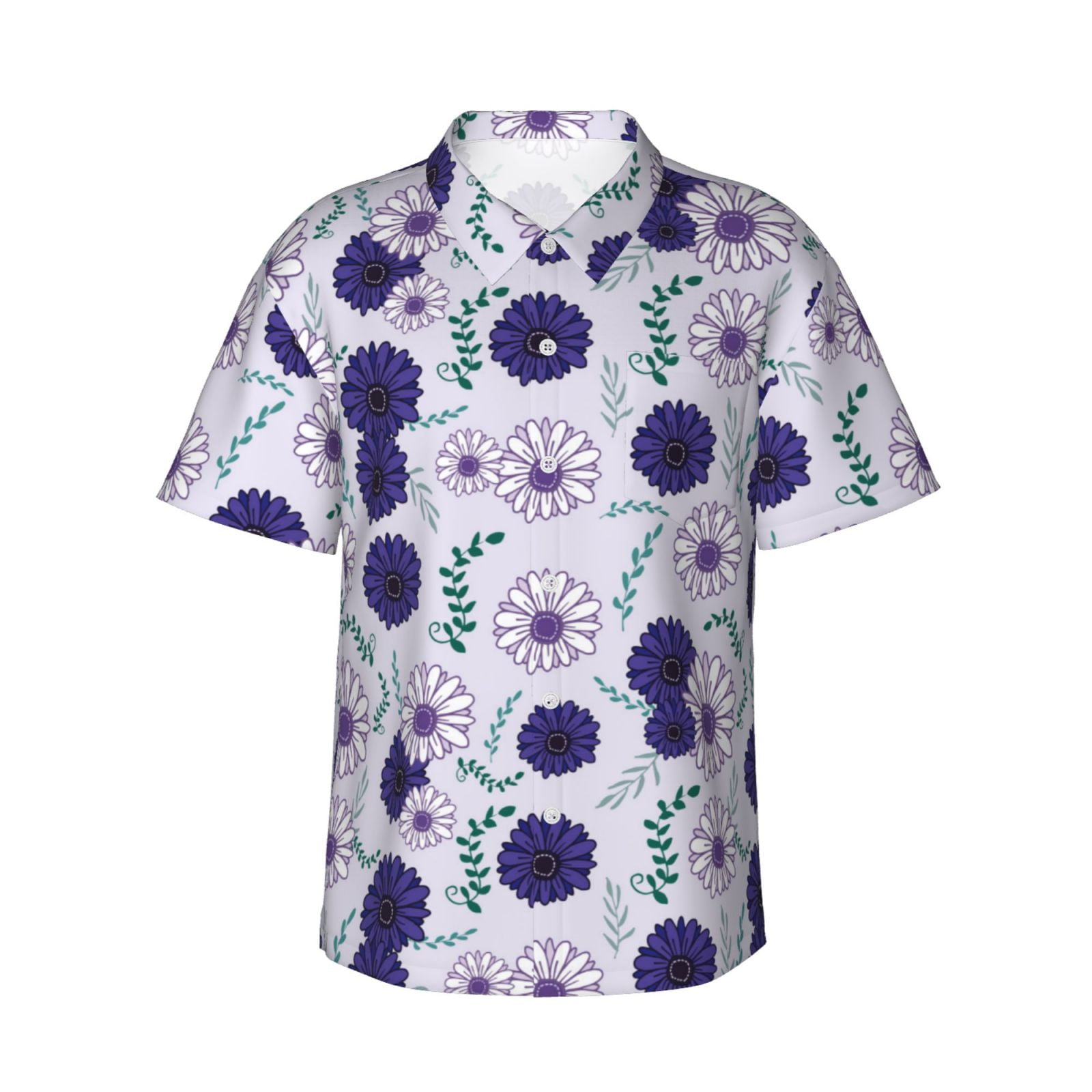 hawaiian shirt for men - Fujiman Leaves Daisies Flowers Tropical Short ...