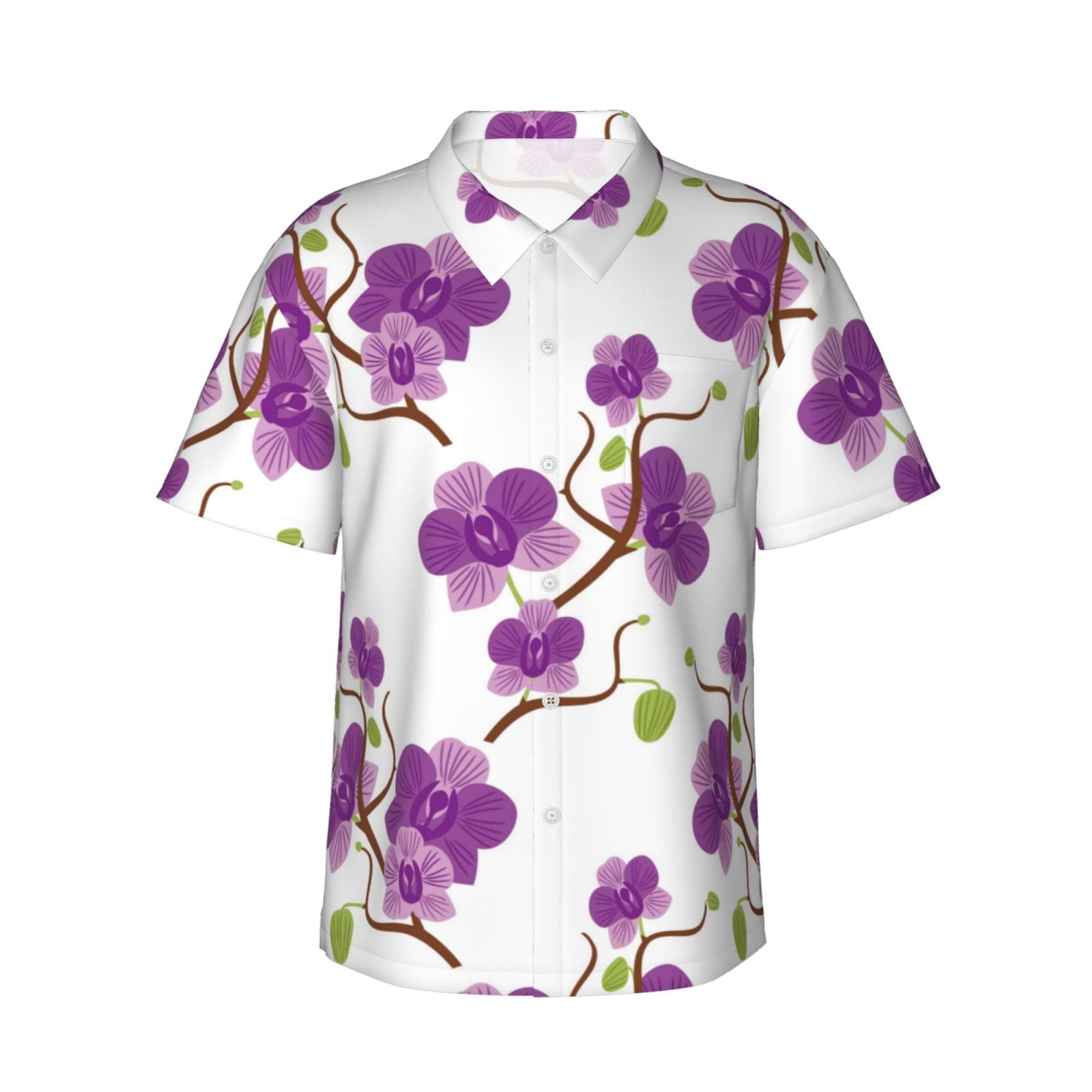 hawaiian shirt for men - Fujiman Orchids Flowers Tropical Short Sleeve Button Down Beach Shirts ...