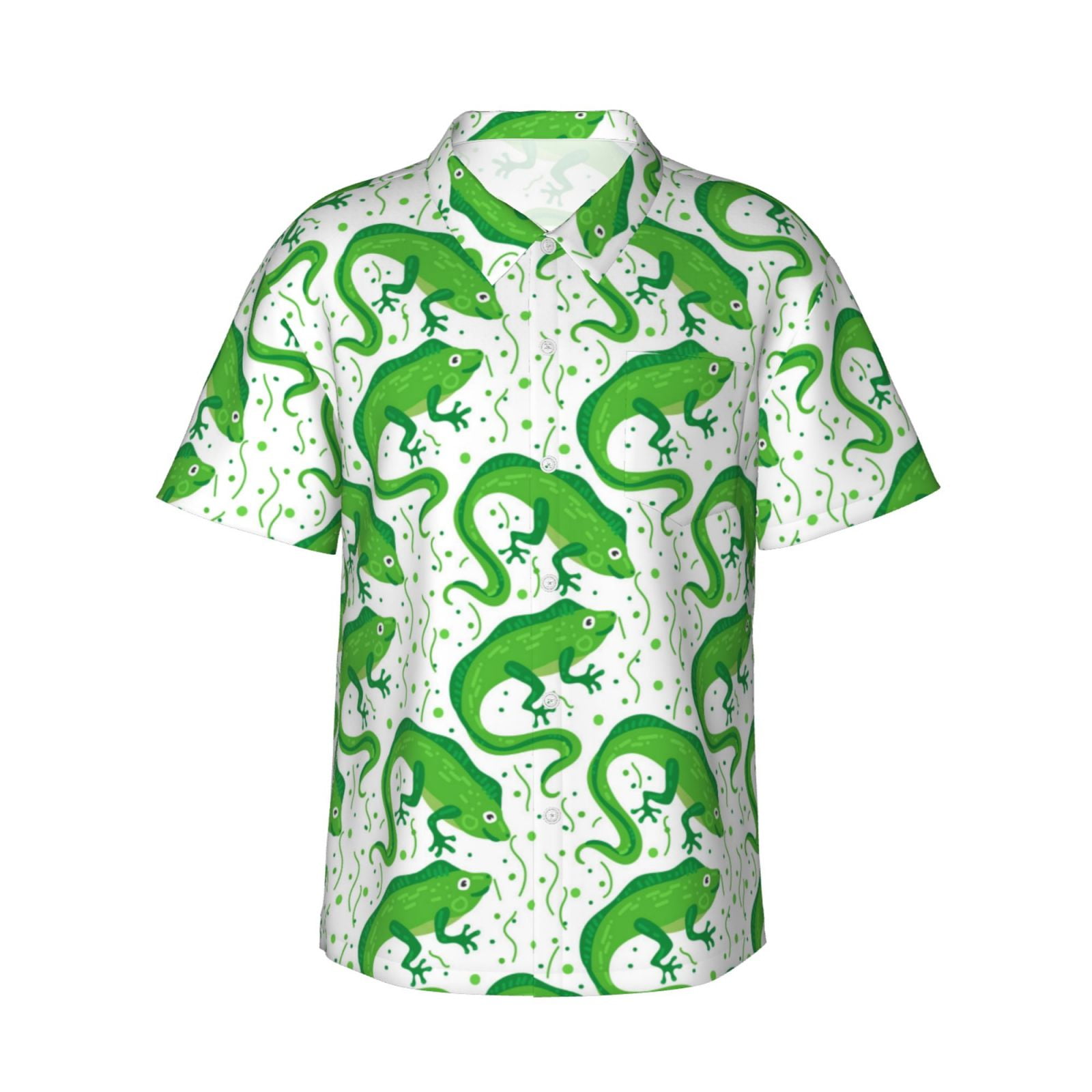 hawaiian shirt for men - Funny Chameleon Lizard Green Tropical Short ...