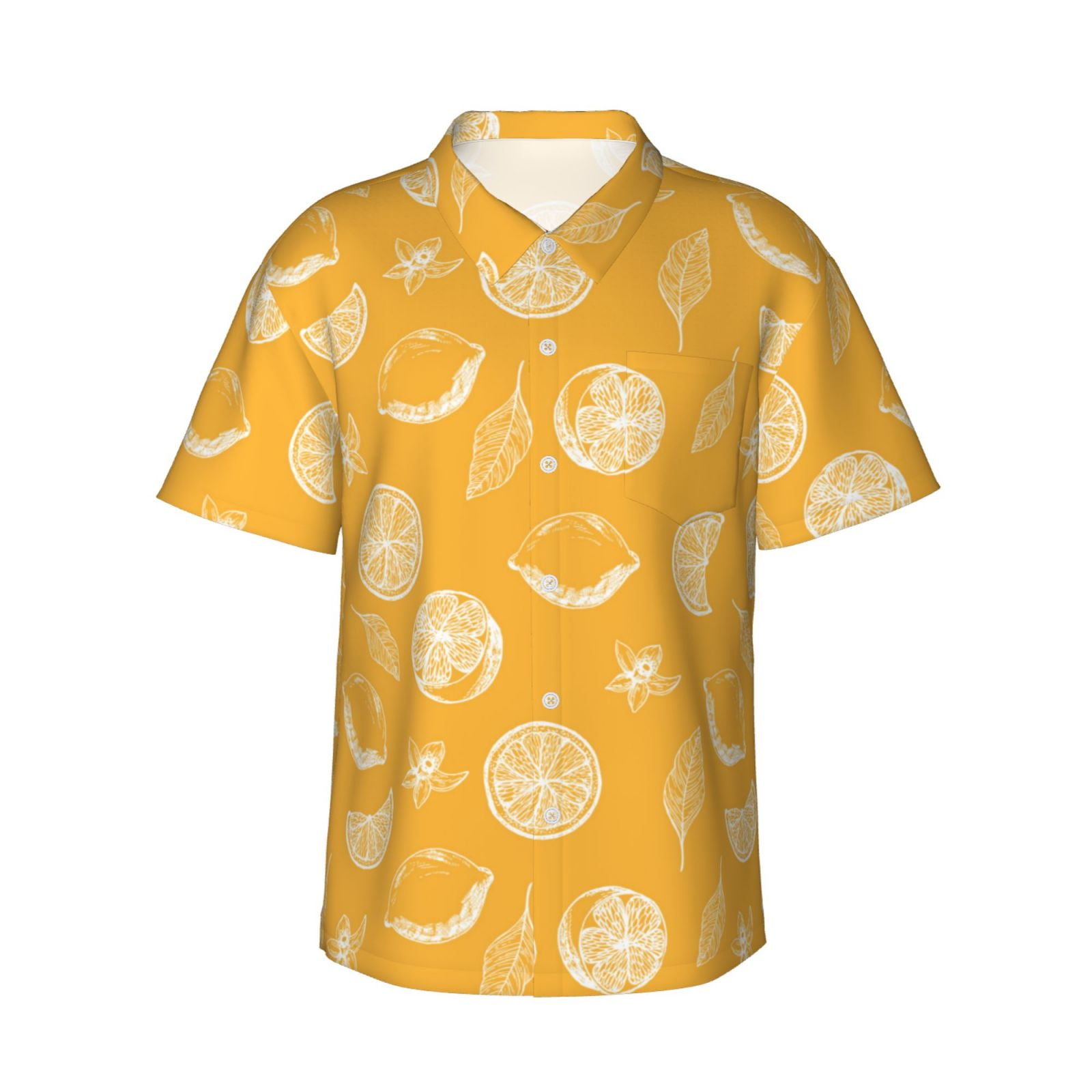 hawaiian shirt for men - Funny Lemon Flower Leaves Yellow Tropical ...