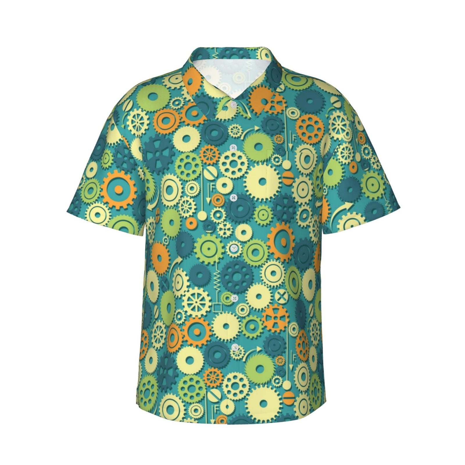 hawaiian shirt for men - Gear blue green Tropical Short Sleeve Button ...