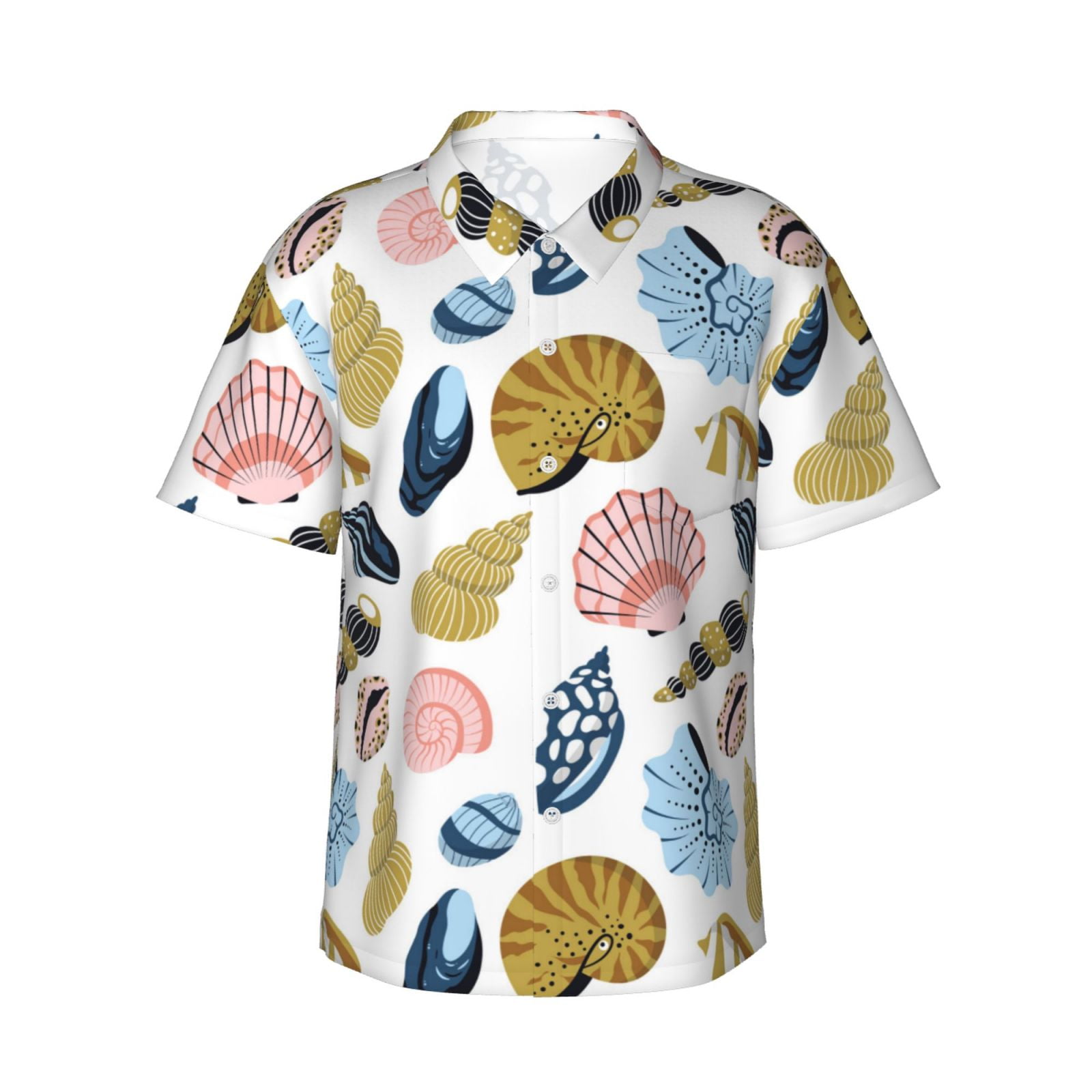 hawaiian shirt for men - Golden Pink Blue Shell Conch Tropical Short ...