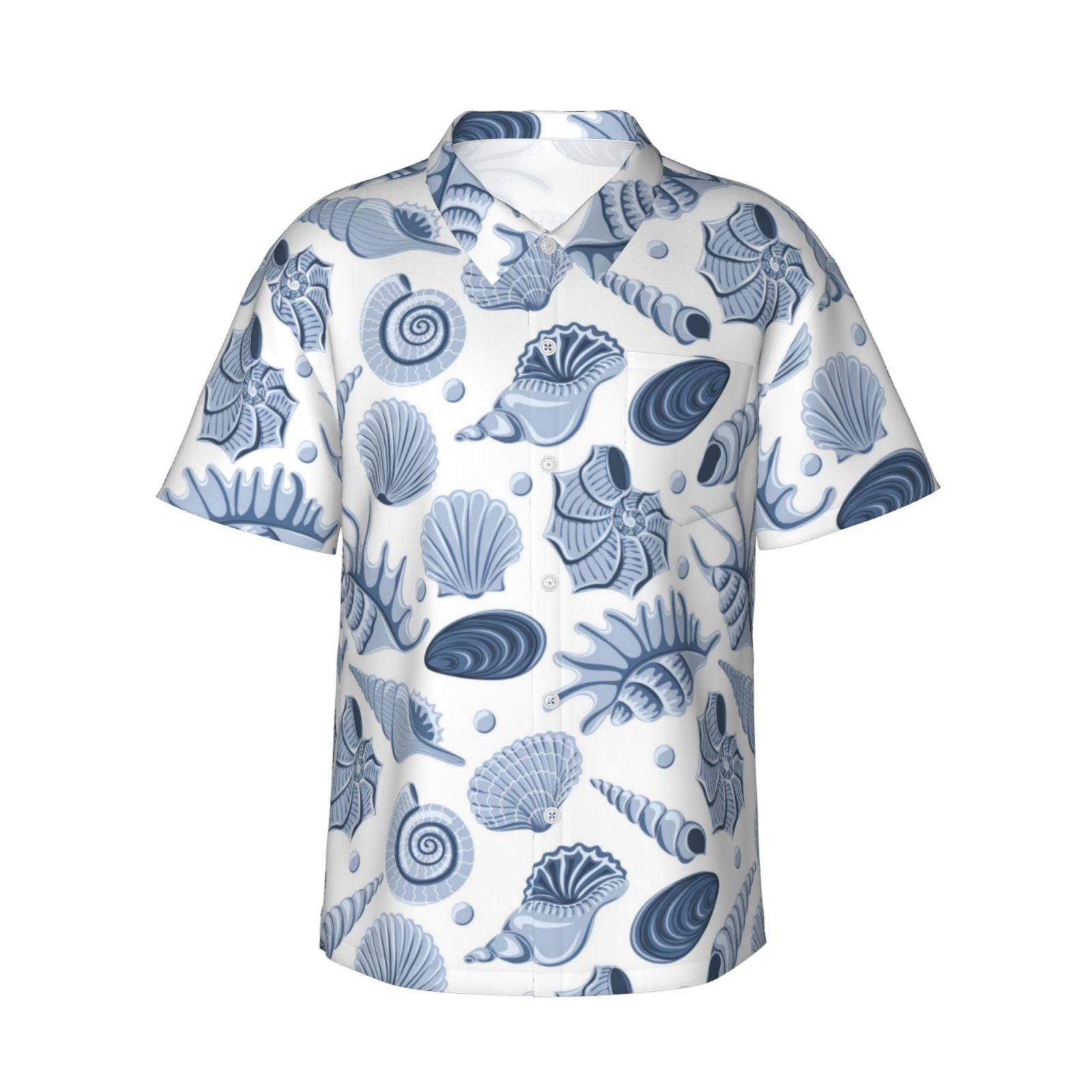 hawaiian shirt for men - Gray Conch Shell Tropical Short Sleeve Button ...