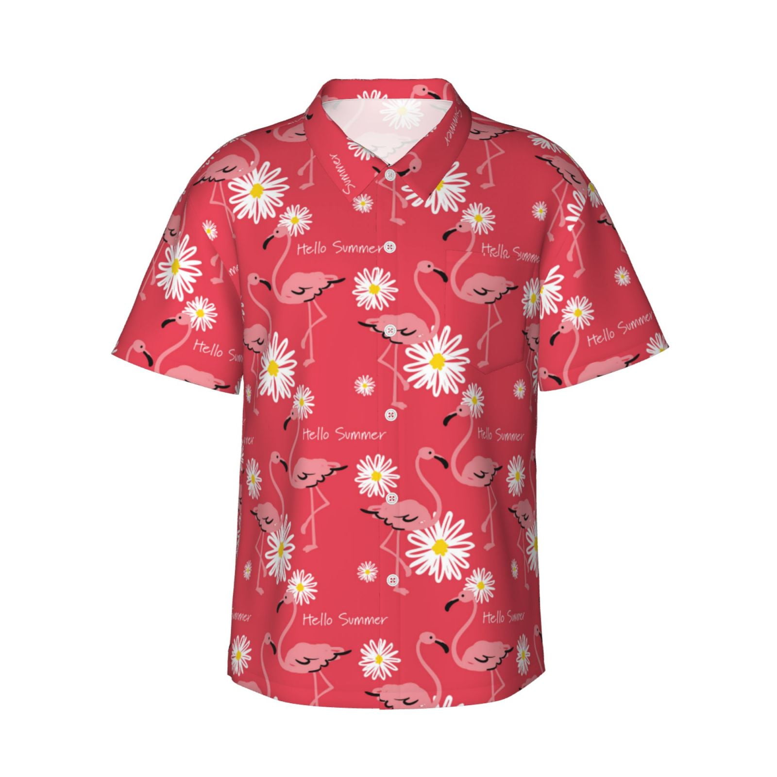 hawaiian shirt for men - Hello Summer Flamingo Tropical Short Sleeve ...