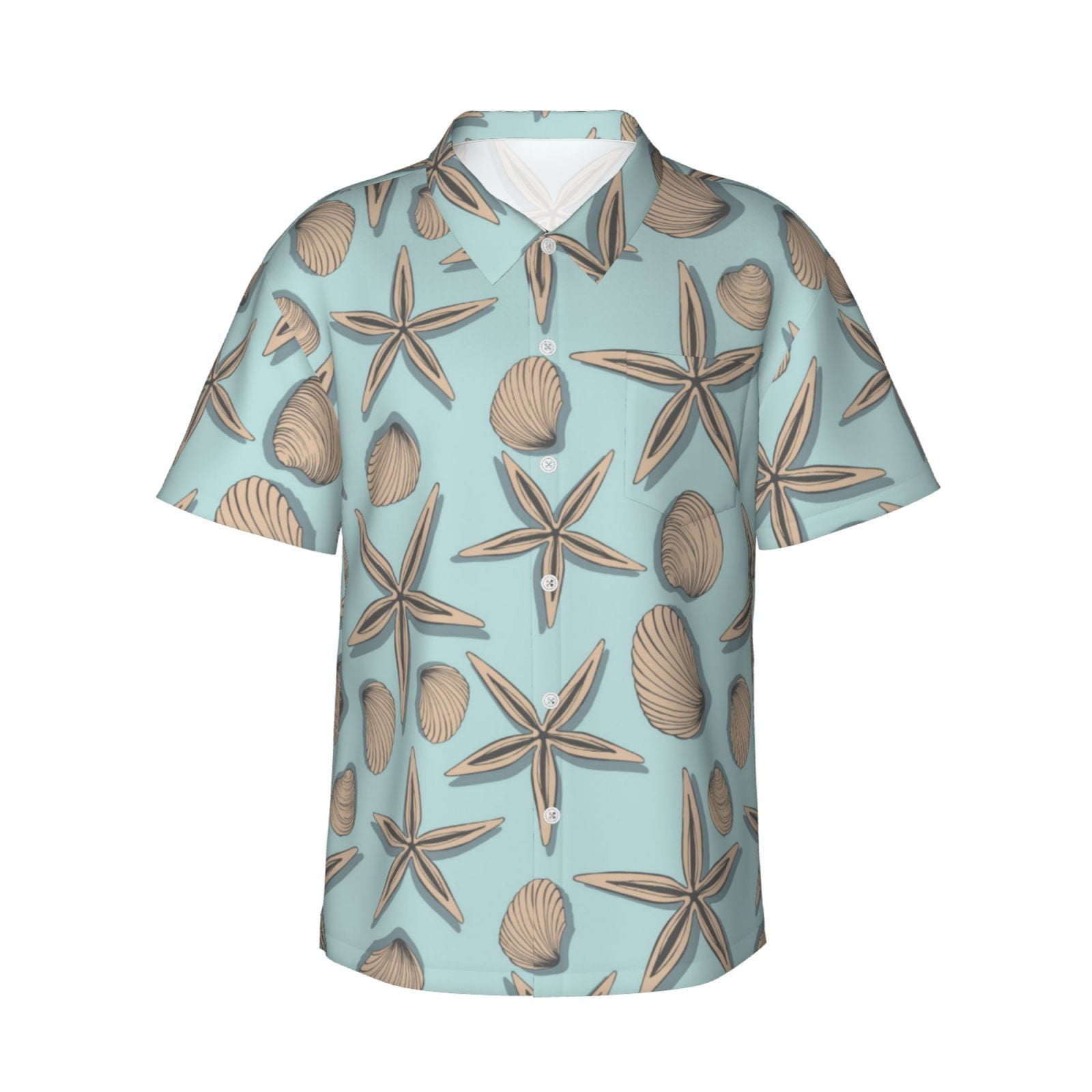 hawaiian shirt for men - Khaki Shell Tropical Short Sleeve Button Down ...