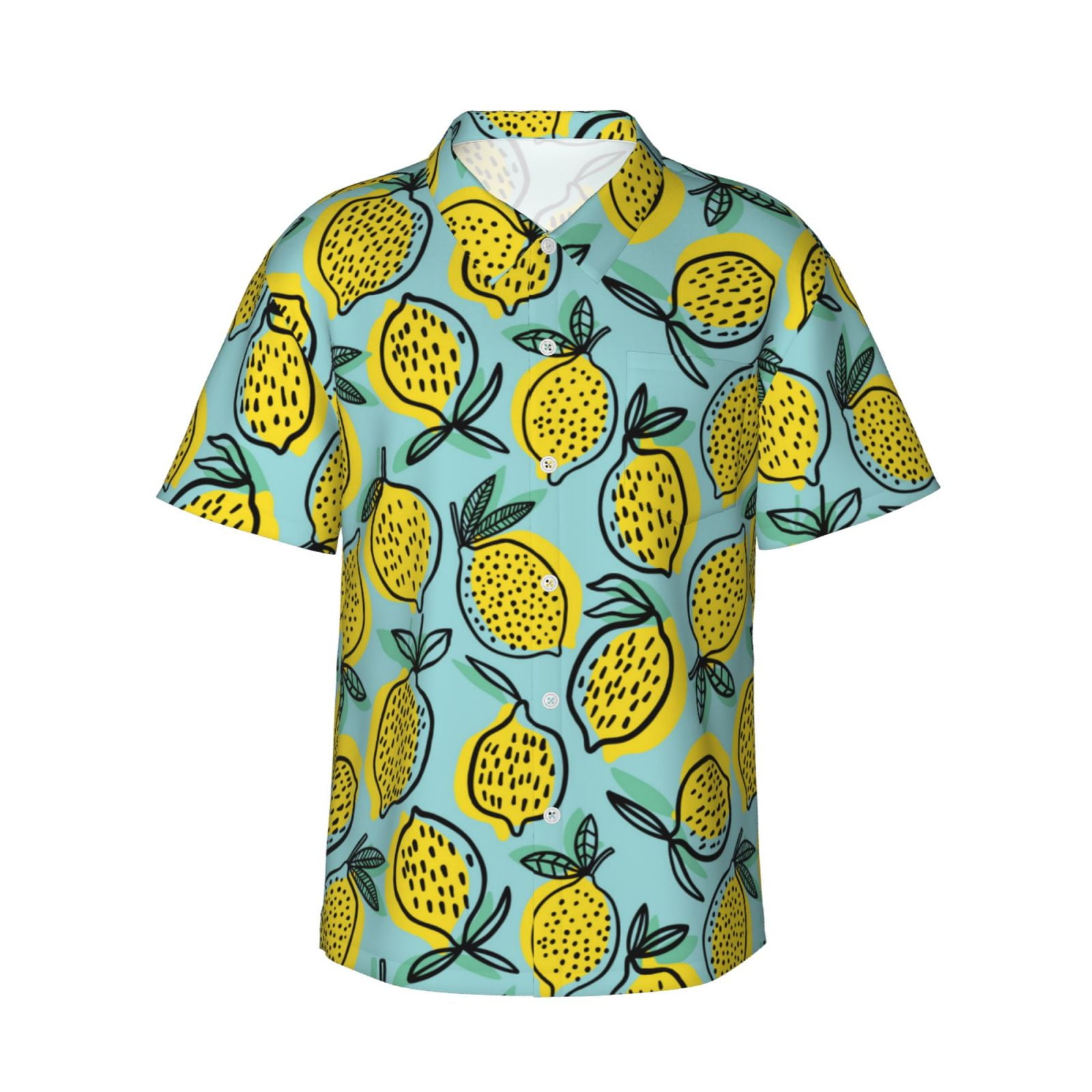 hawaiian shirt for men - Lemon print Tropical Short Sleeve Button Down ...