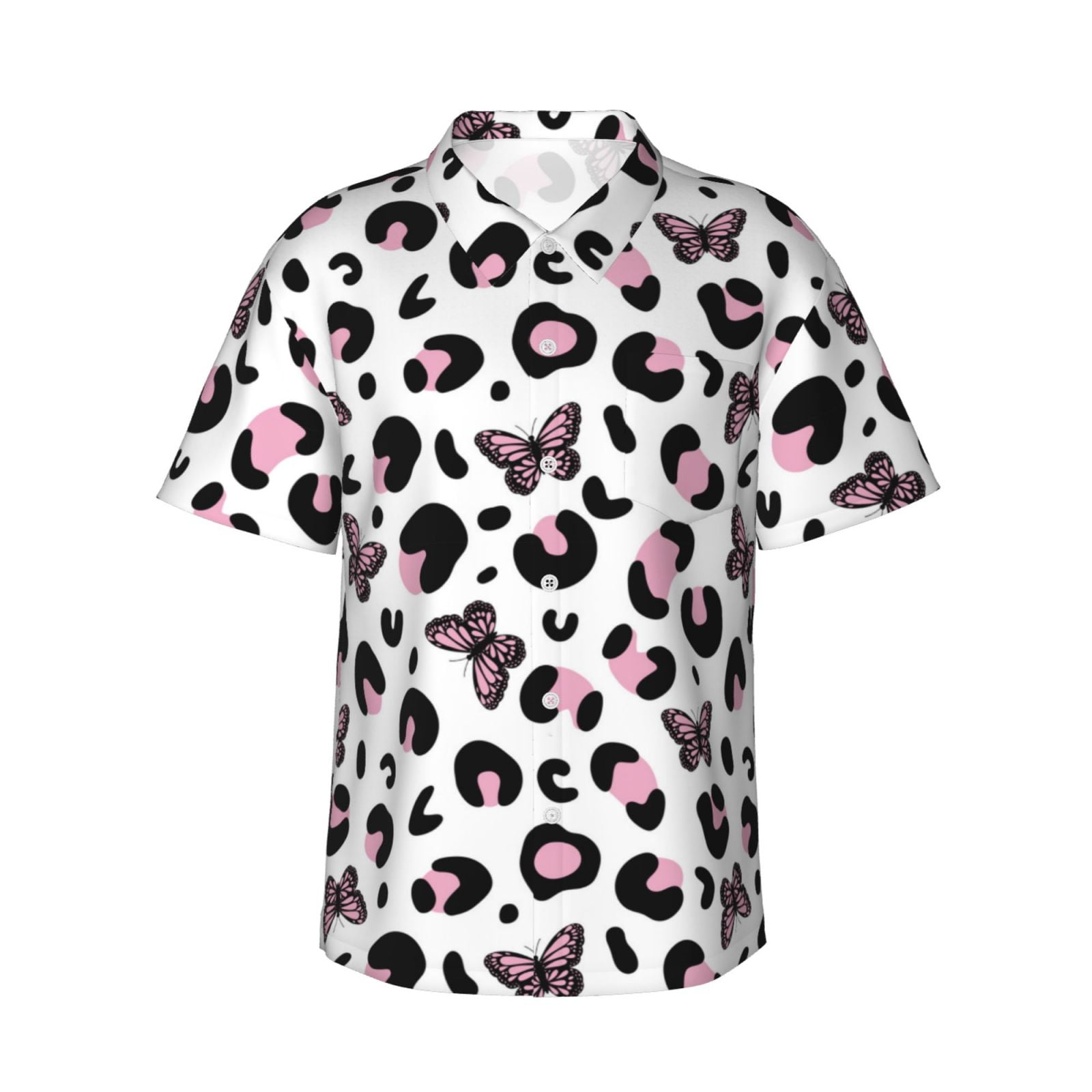 hawaiian shirt for men - Leopard print butterfly Tropical Short Sleeve ...