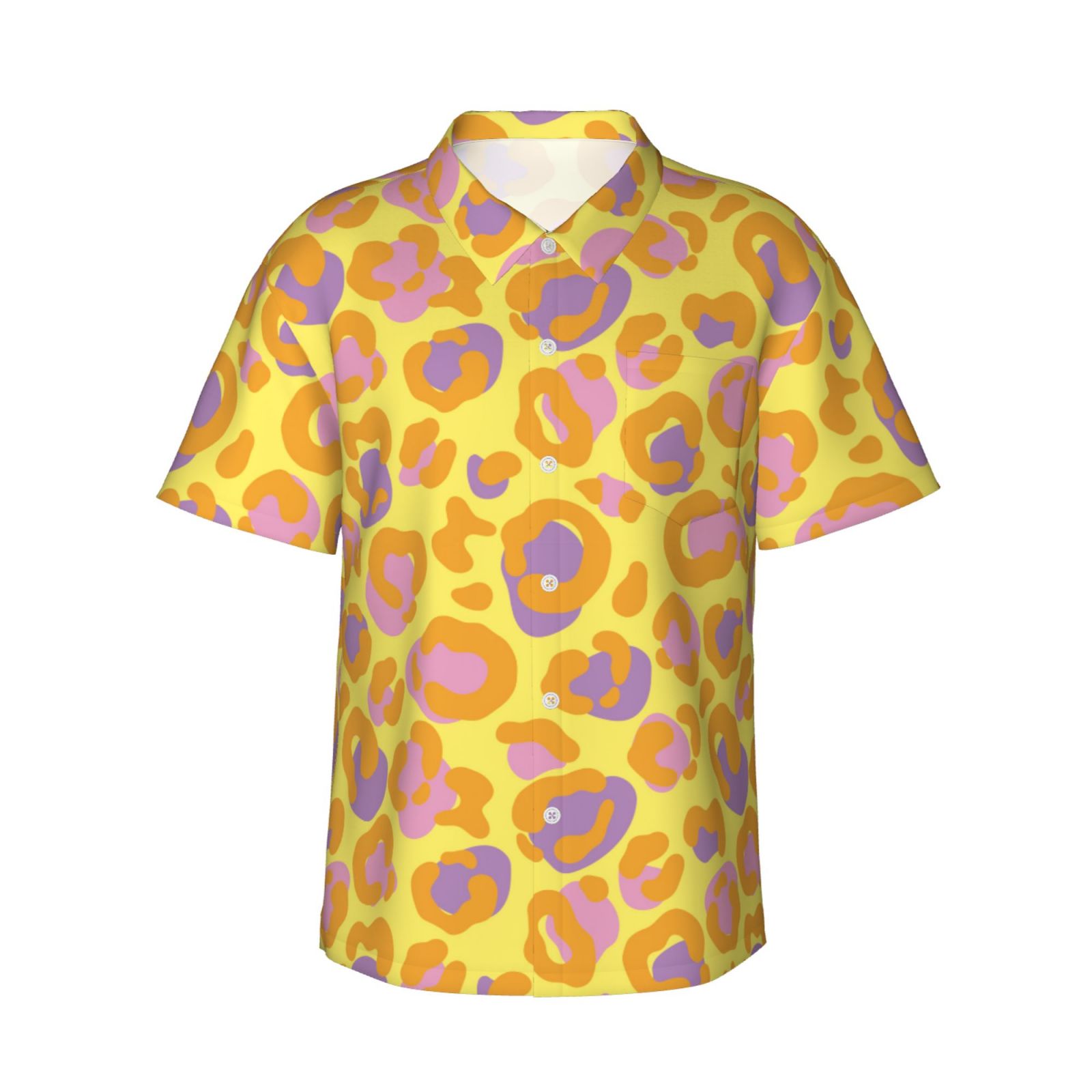 hawaiian shirt for men - Leopard yellow abstract print Tropical Short ...