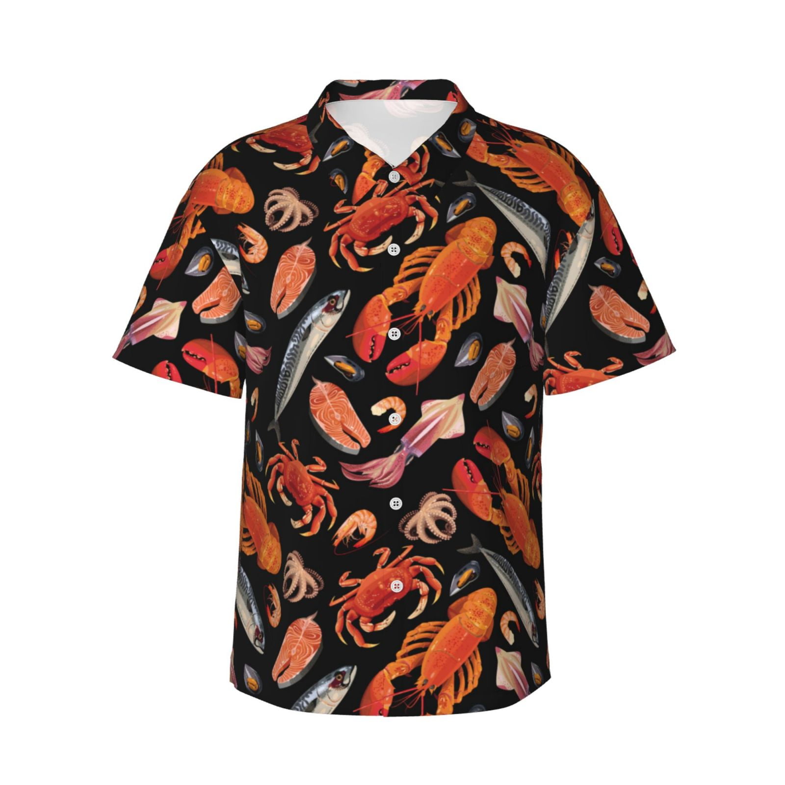 hawaiian shirt for men - Lobster Squid Crab Tropical Short Sleeve Button Down Beach Shirts for ...