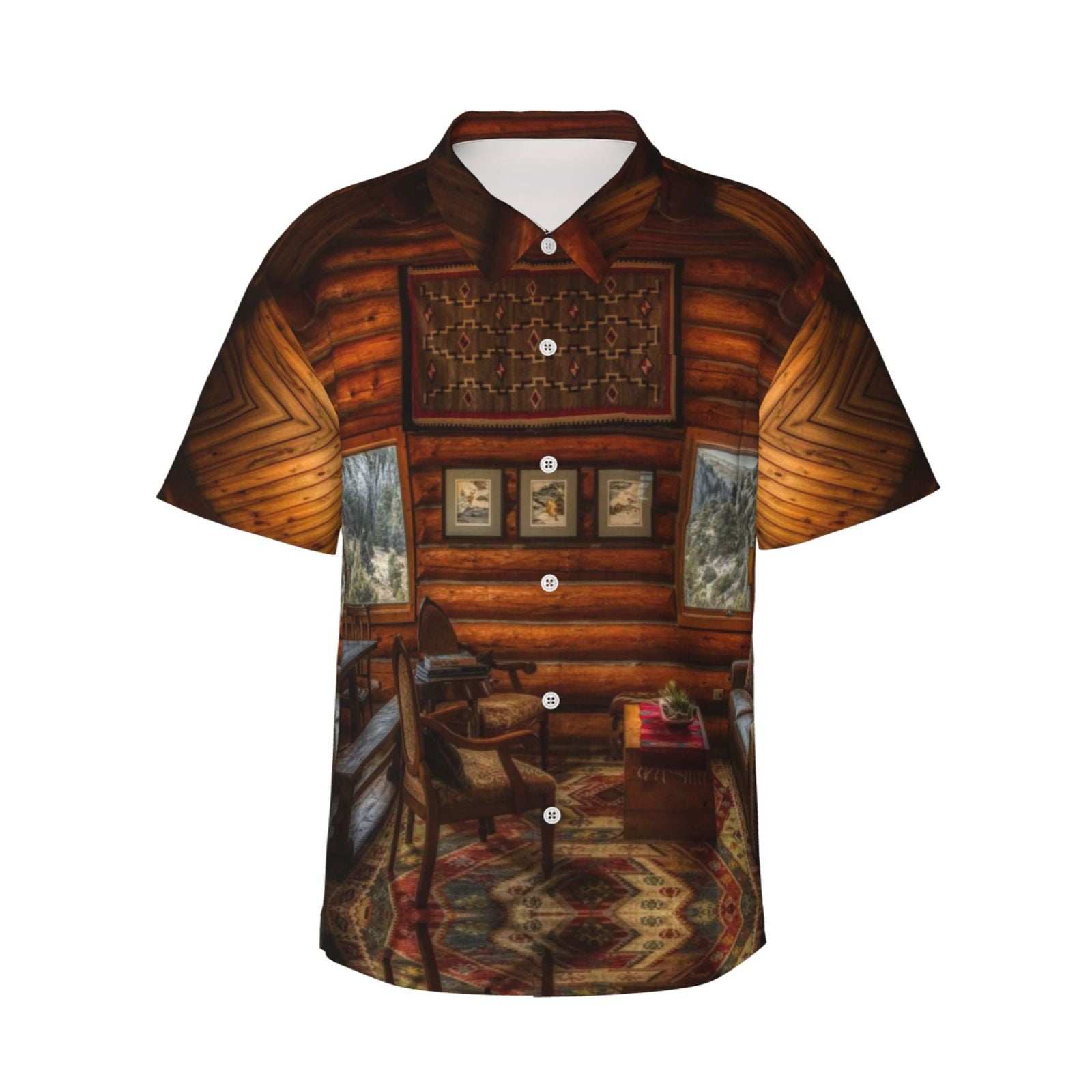 hawaiian shirt for men - Log Cabin Inside Tropical Short Sleeve Button ...