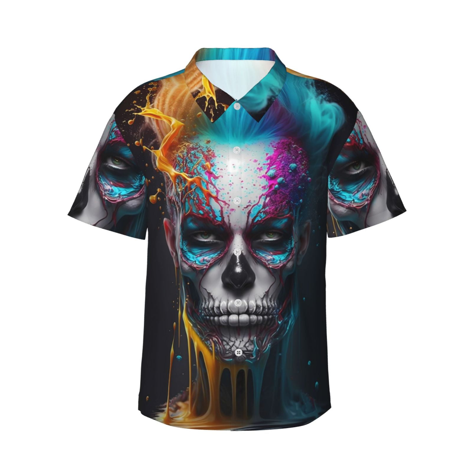 hawaiian shirt for men - Modern Abstract Colorful Skull Tropical Short ...