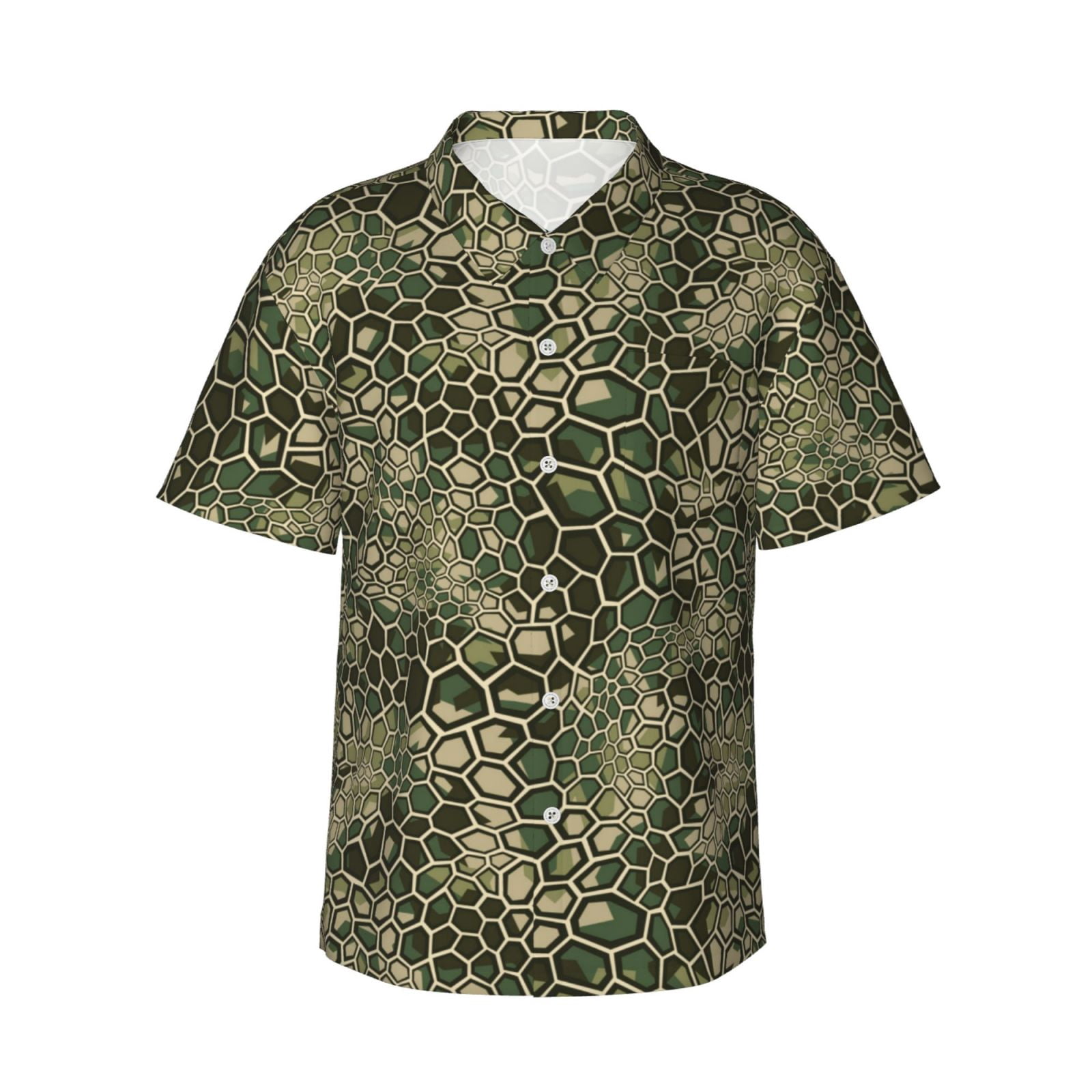 hawaiian shirt for men - Modern Snake Print Green Tropical Short Sleeve ...