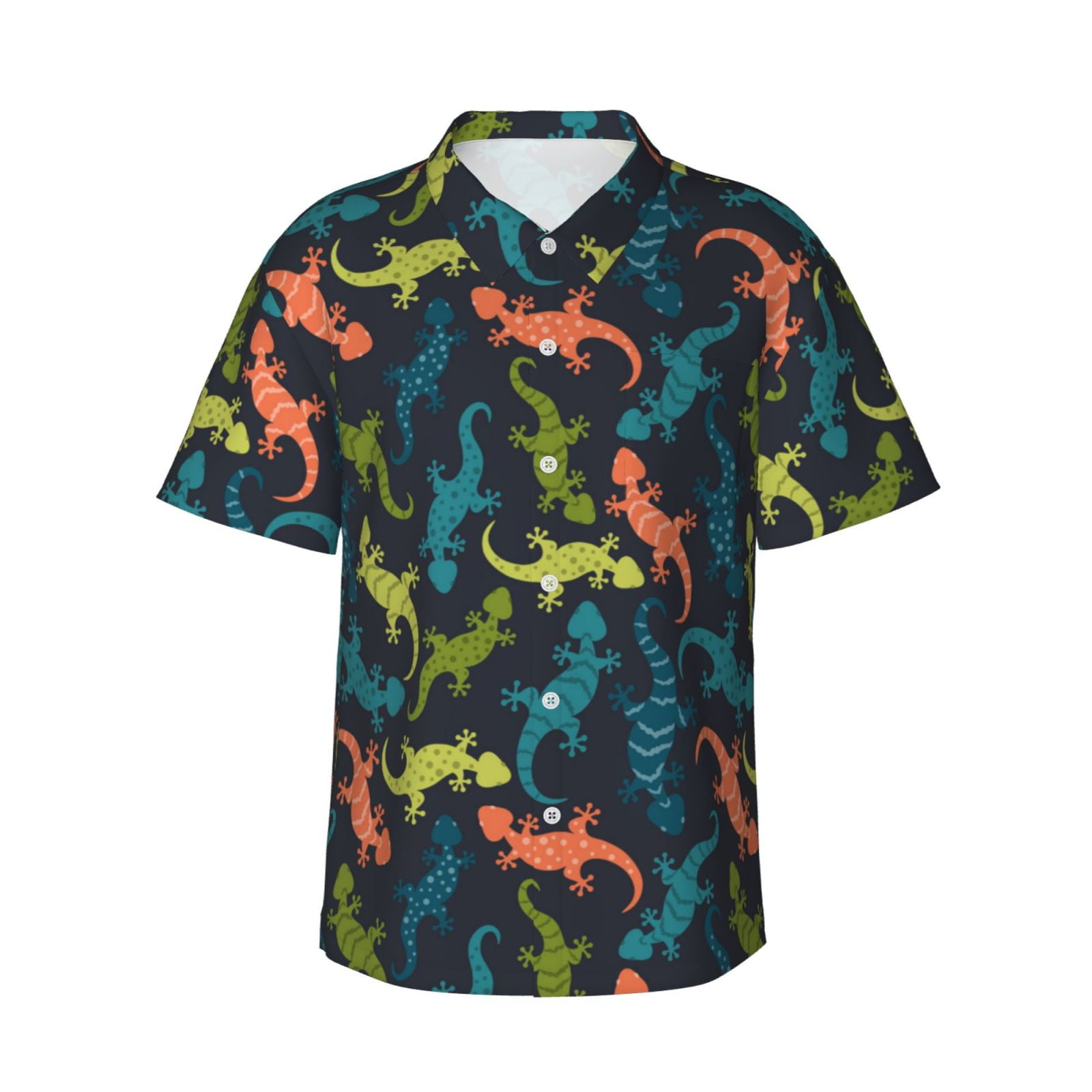 hawaiian shirt for men - Multicolor Cute Lizard Gecko Tropical Short ...