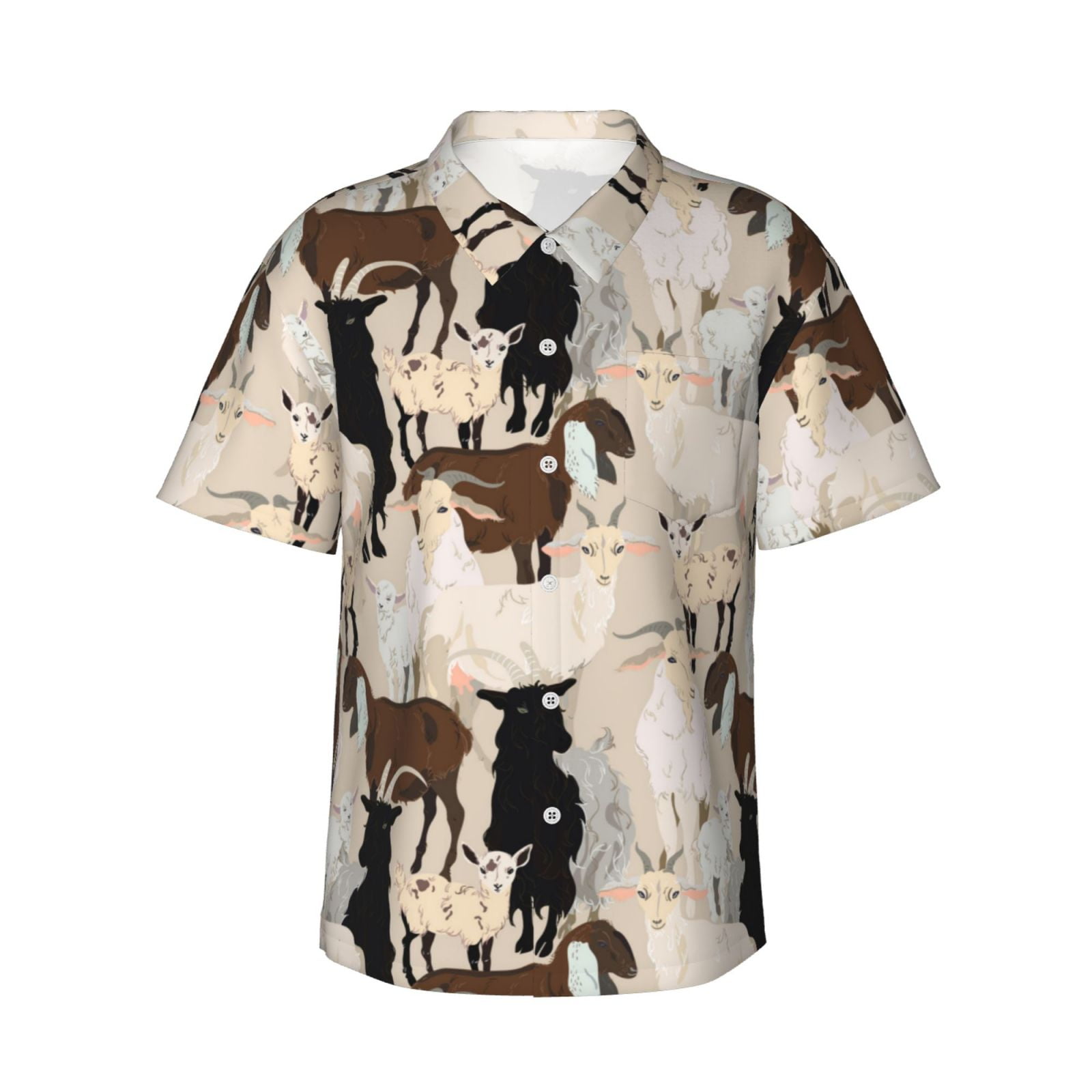 hawaiian shirt for men - Painted Cartoon Colorful Cute Goat Tropical ...
