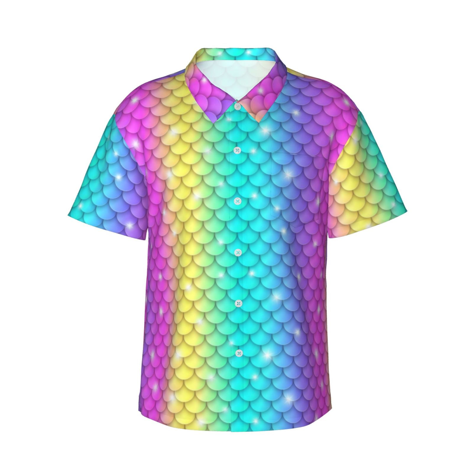 hawaiian shirt for men - Rainbow Scales2 Tropical Short Sleeve Button ...