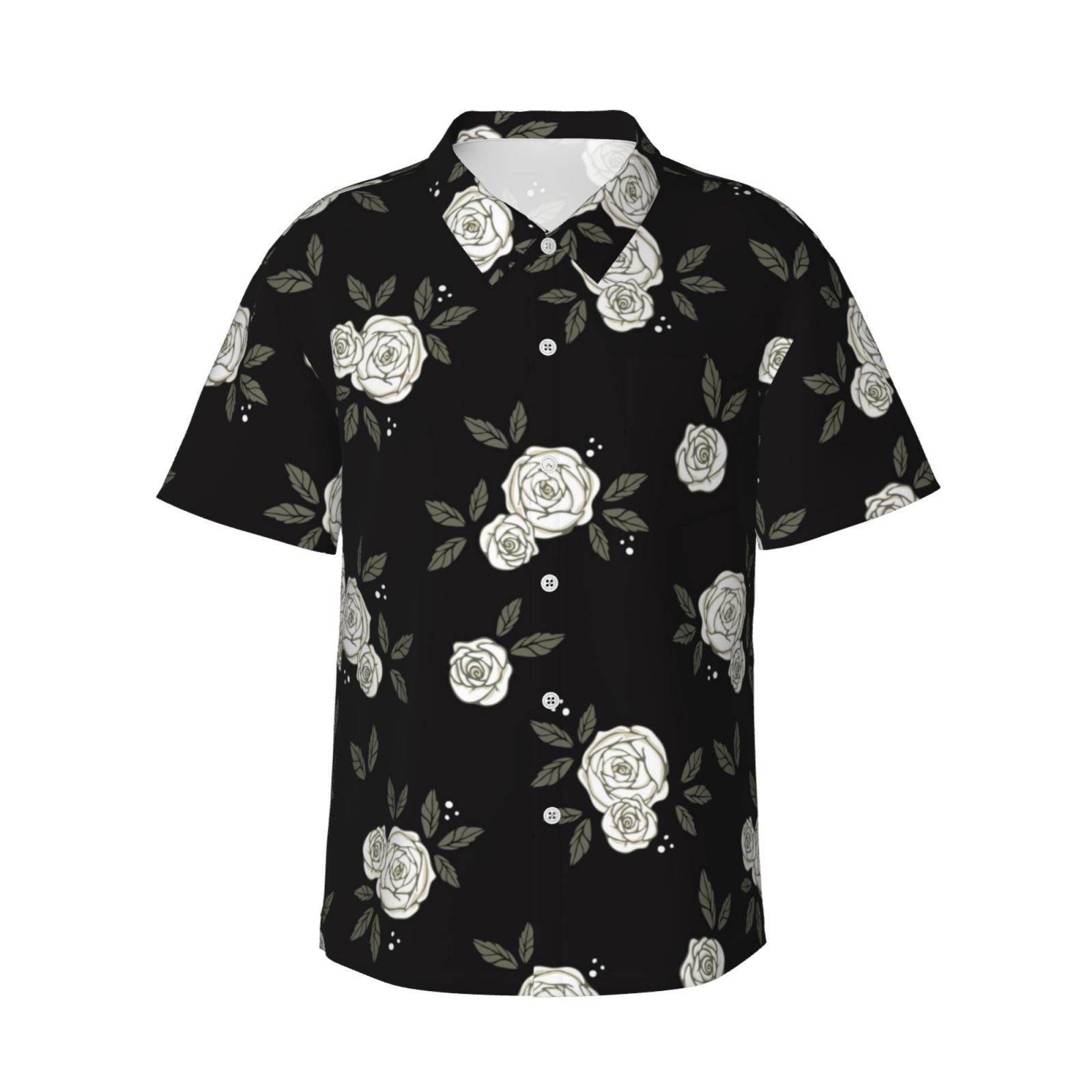 hawaiian shirt for men - Rose Flowers Black Tropical Short Sleeve ...