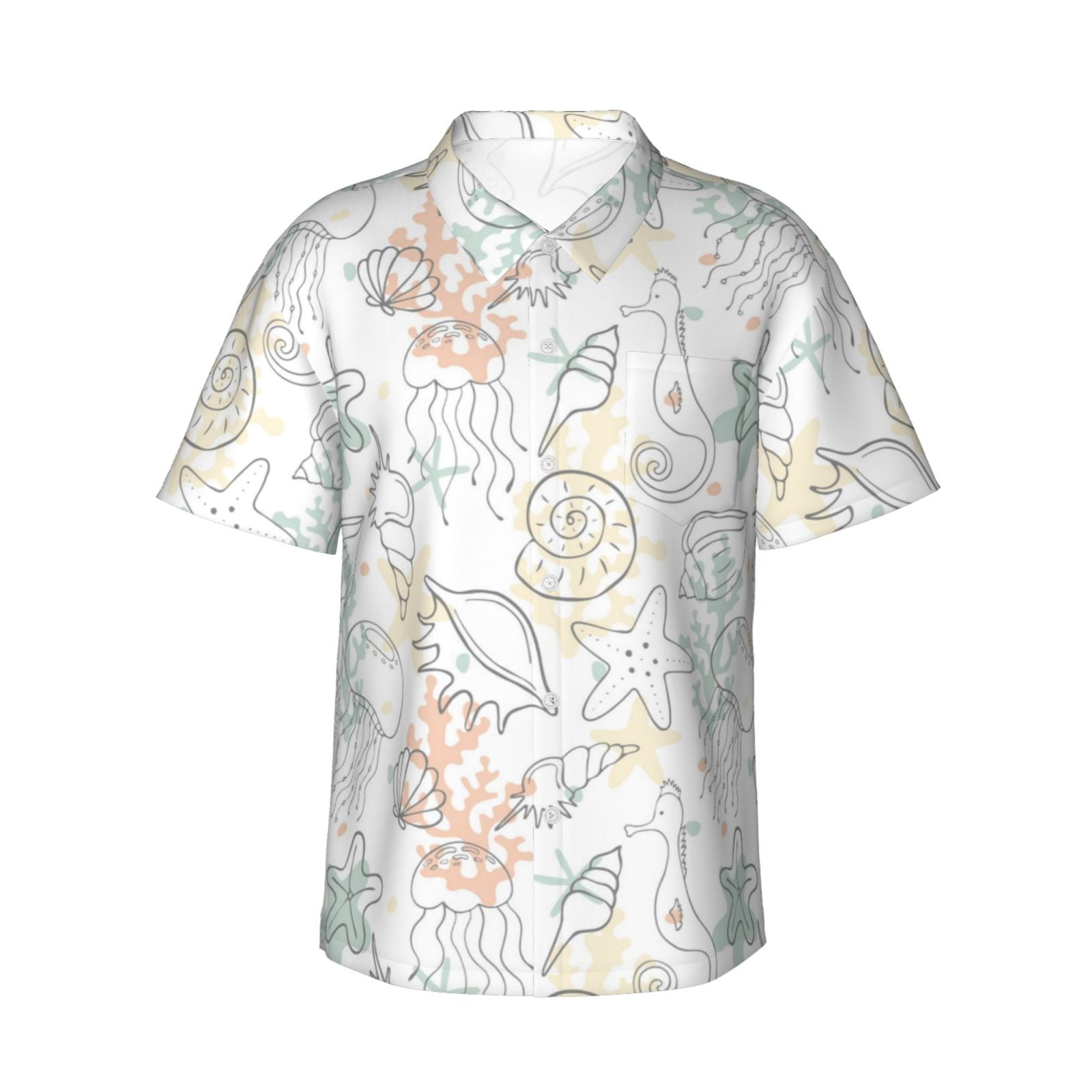 hawaiian shirt for men - Sea animals Tropical Short Sleeve Button Down ...