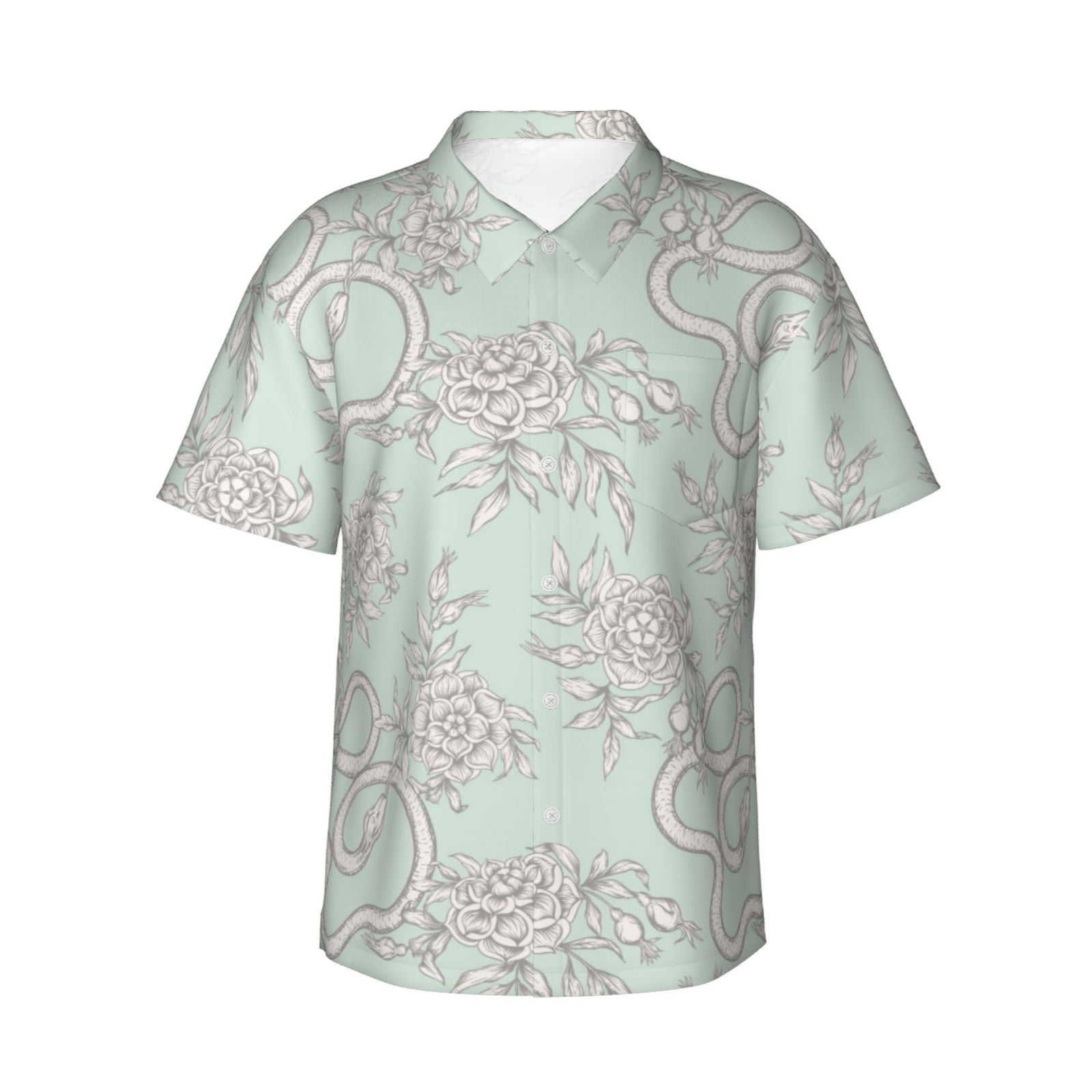 hawaiian shirt for men - Simple Sketch Snake Flower Tropical Short ...