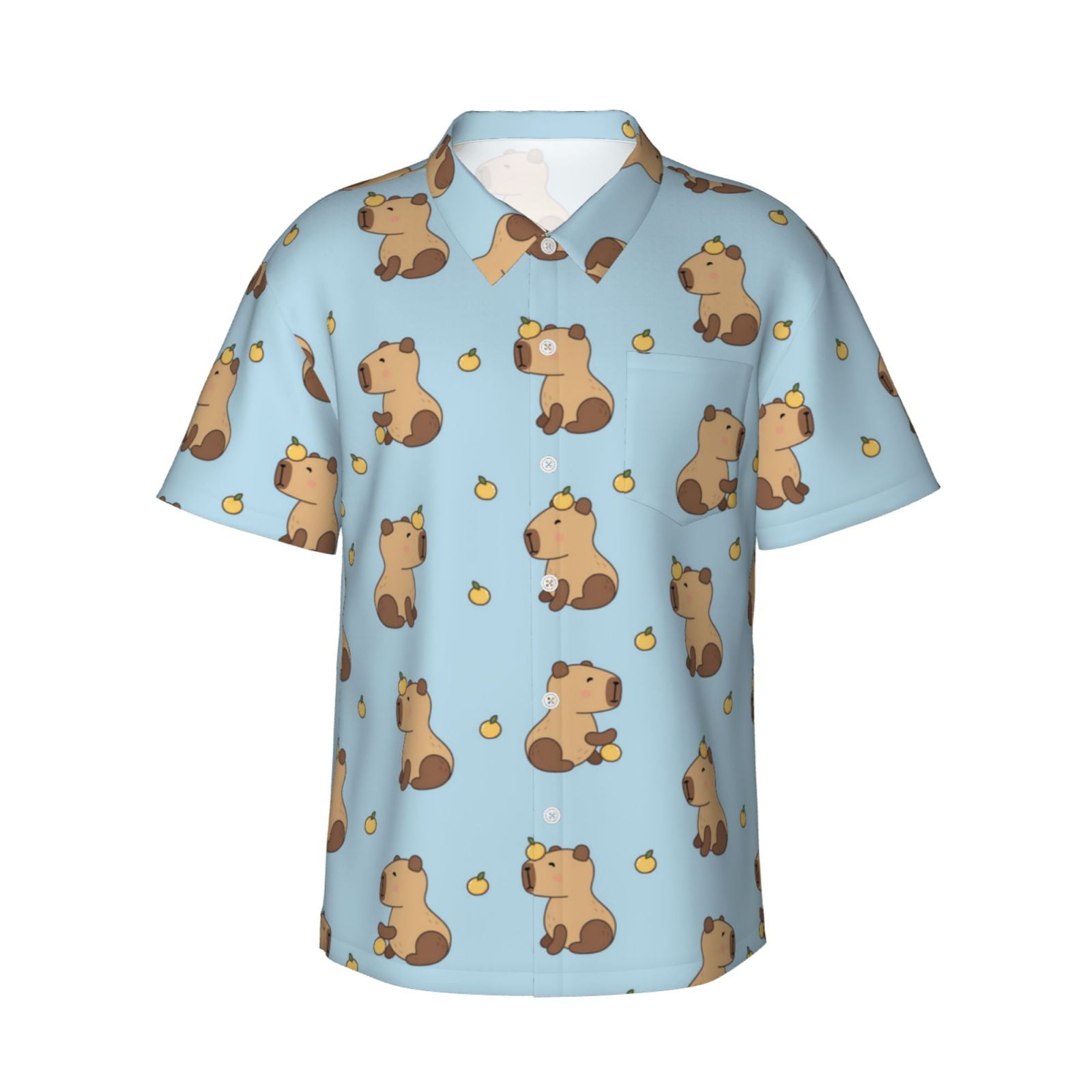 hawaiian shirt for men - Small Capybara Tropical Short Sleeve Button ...